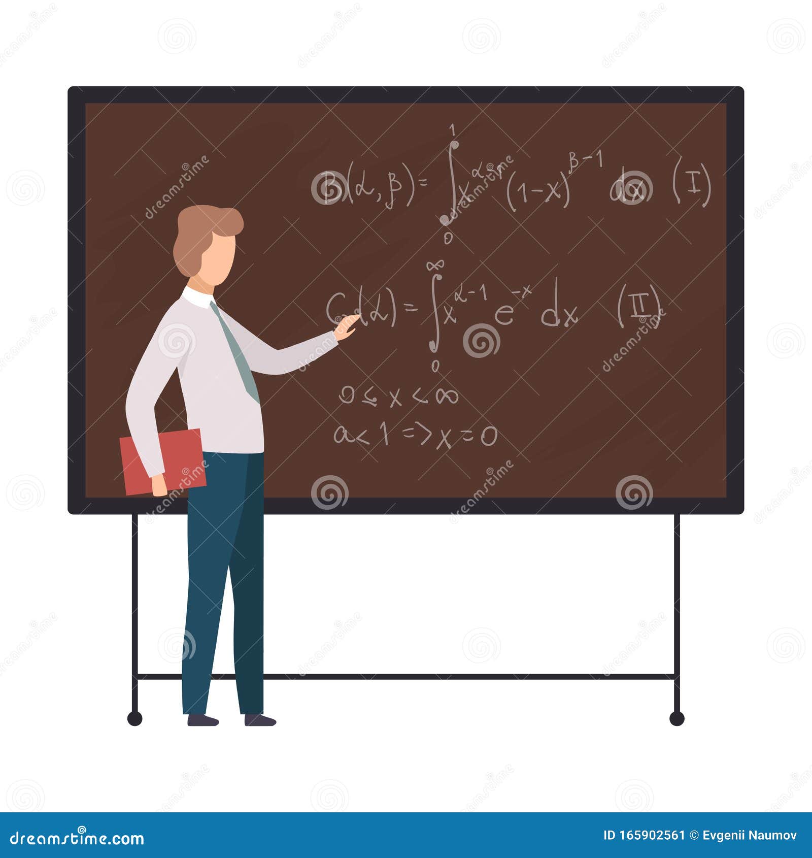 Young Math Man Teacher Standing at the Blackboard and Explaining ...