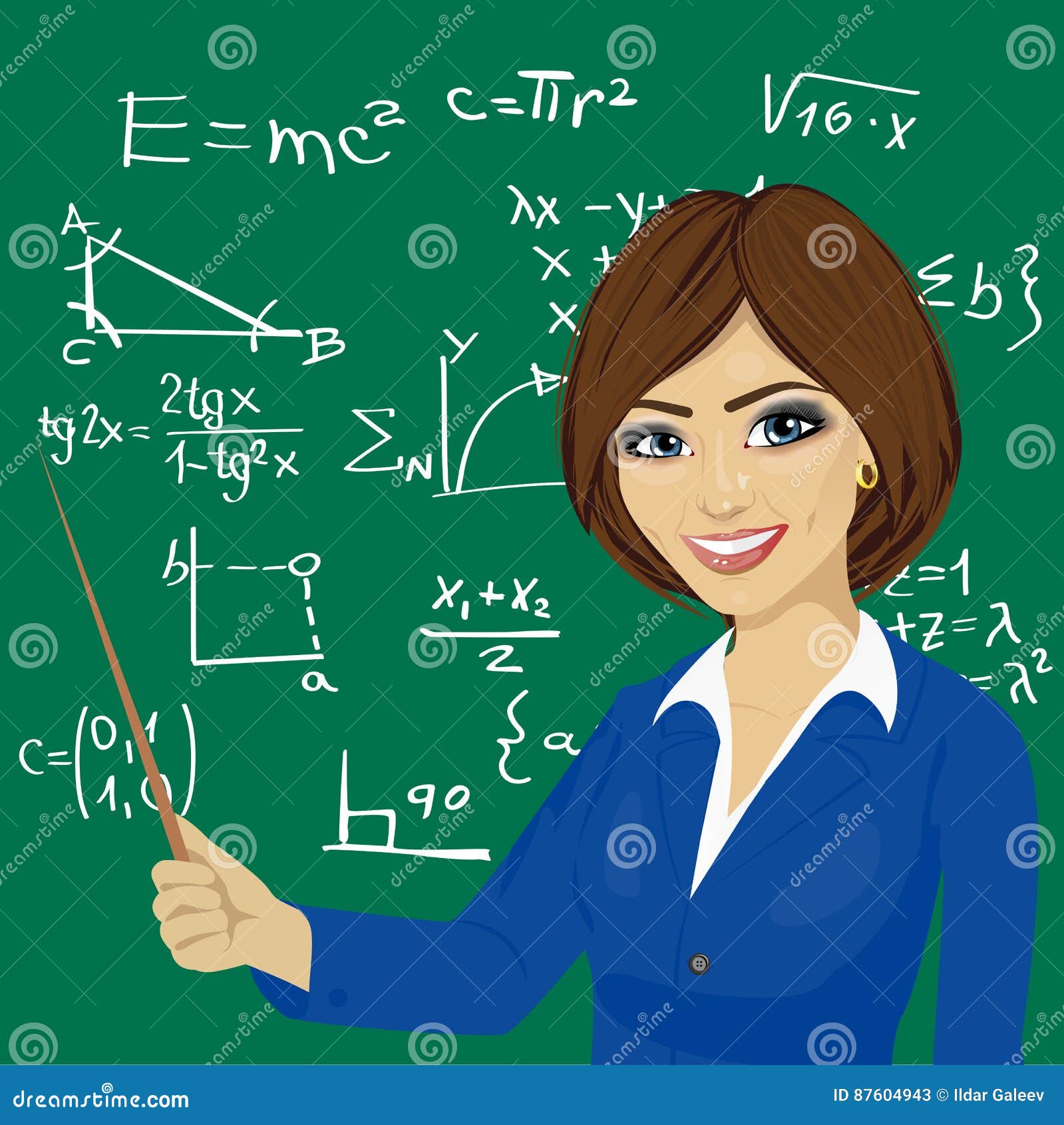 Young Math Man Teacher Standing At The Blackboard And Explaining ...