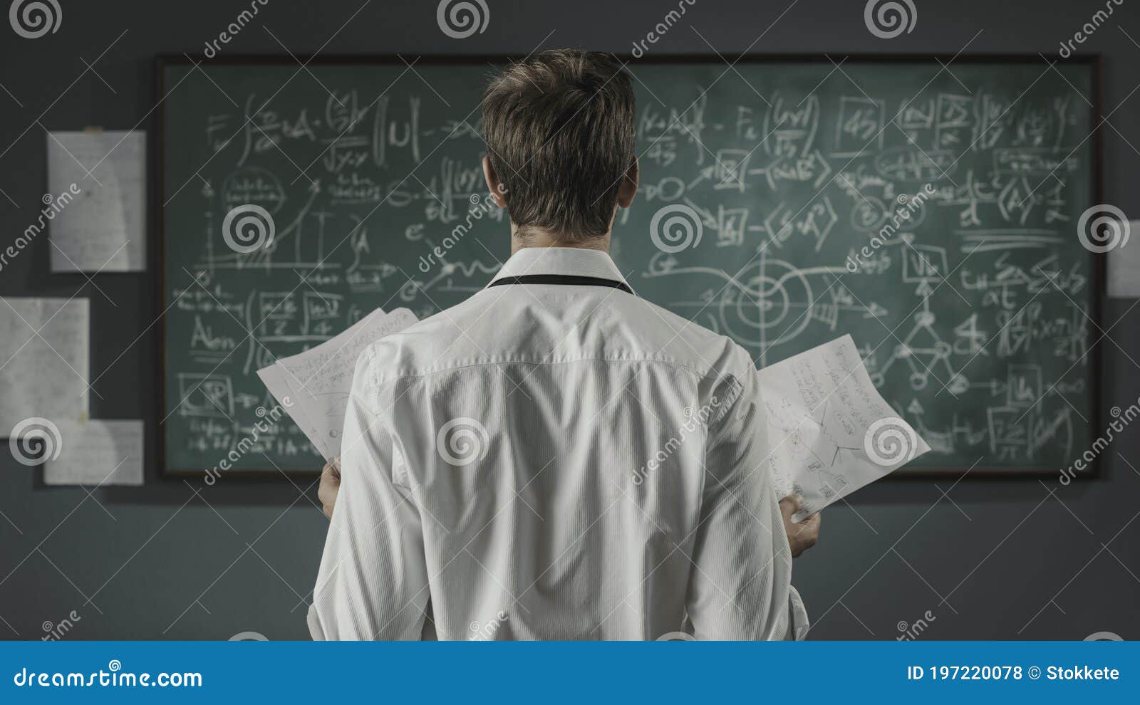 Mathematician Studying Math Formulas on the Chalkboard Stock Photo ...
