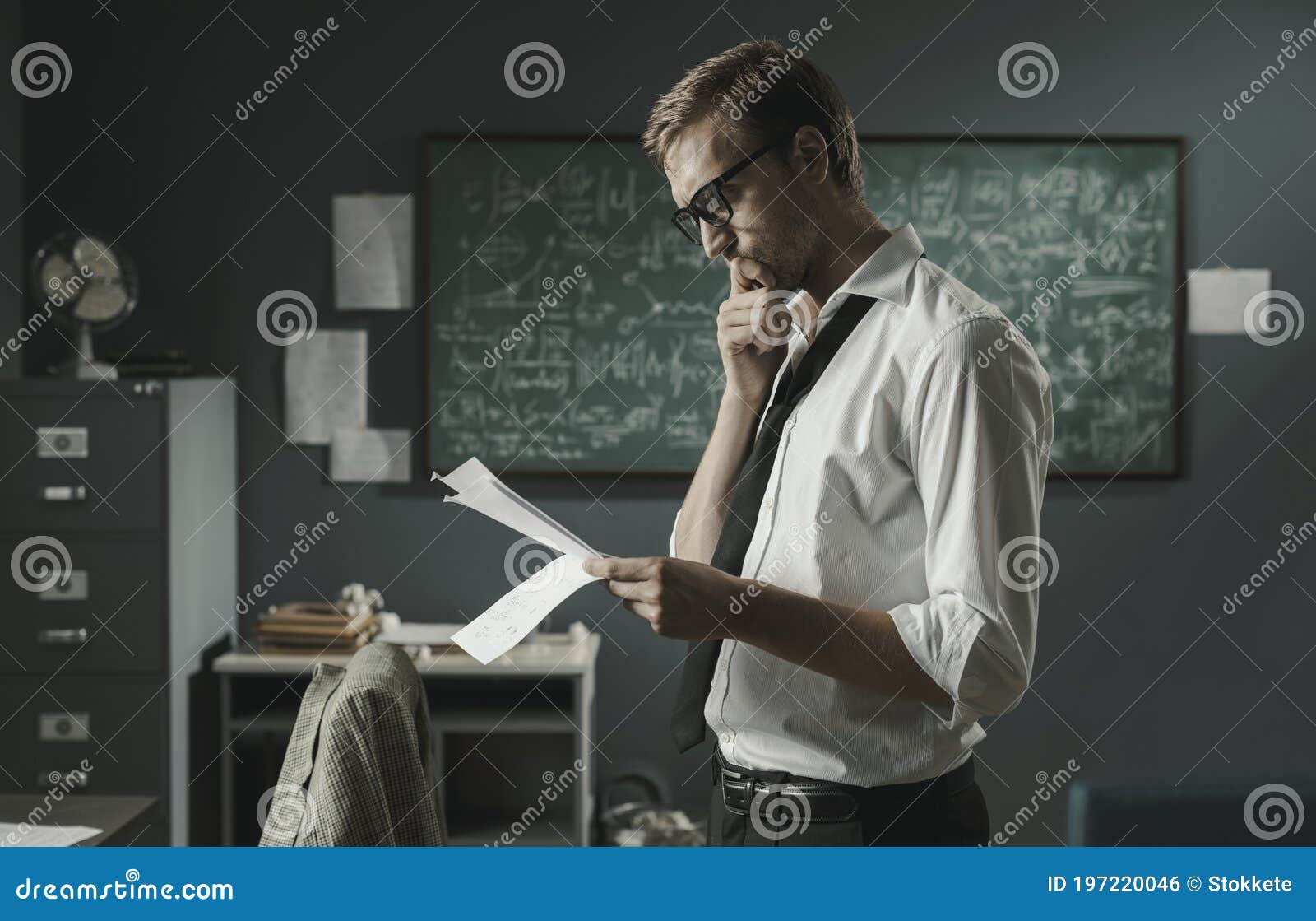 Young Mathematician Studying in His Office and Reading Papers Stock ... Young Mathematician Studying in His Office and Reading Papers Stock ...