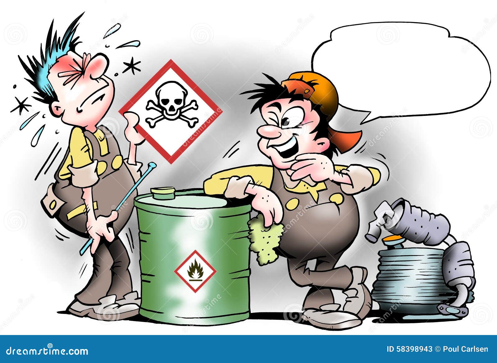 Young Mechanic Learns about Safety Signs Stock Illustration ...