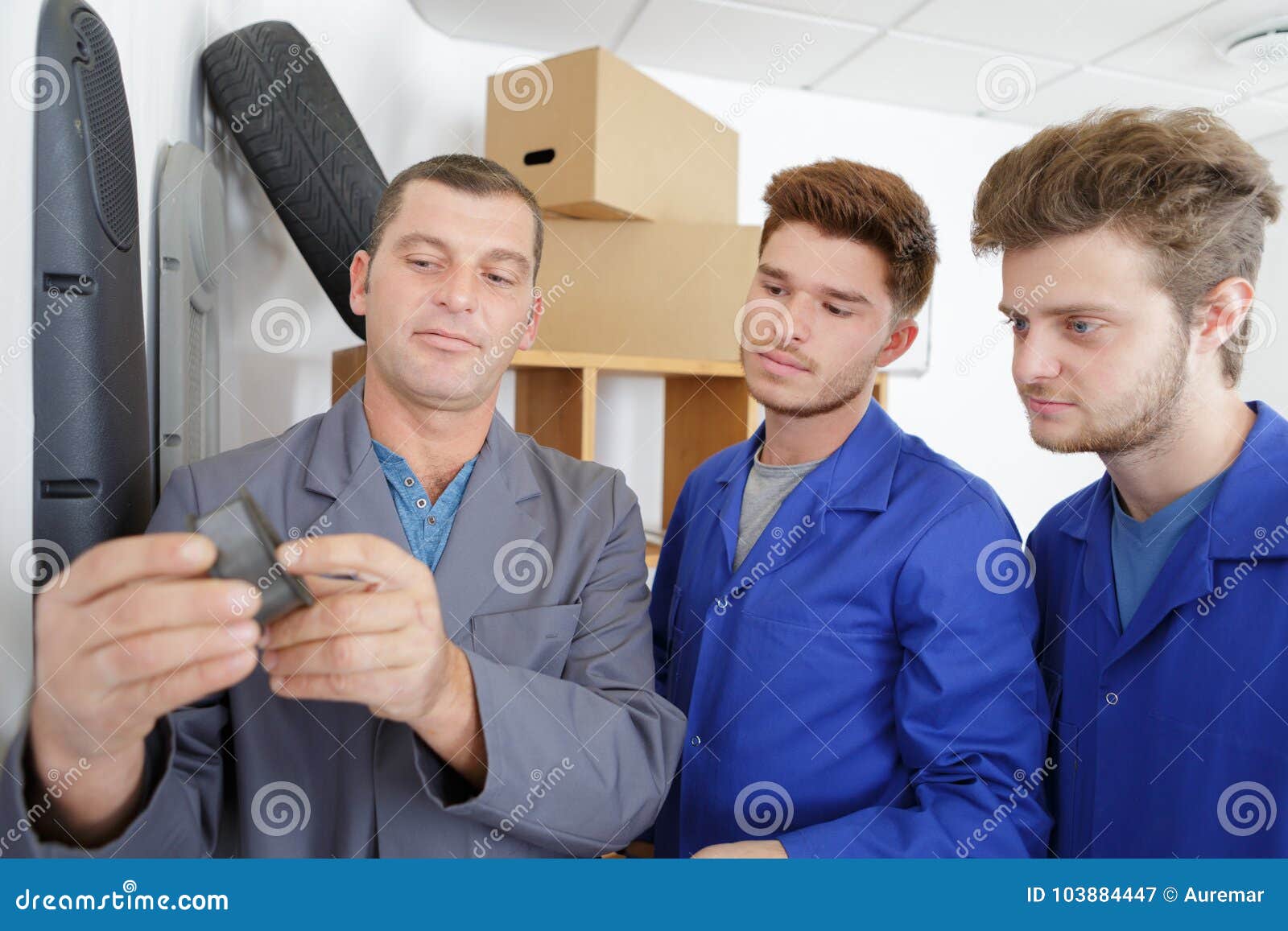 Young Mechanics Apprentices in Workshop Stock Image - Image of group ...