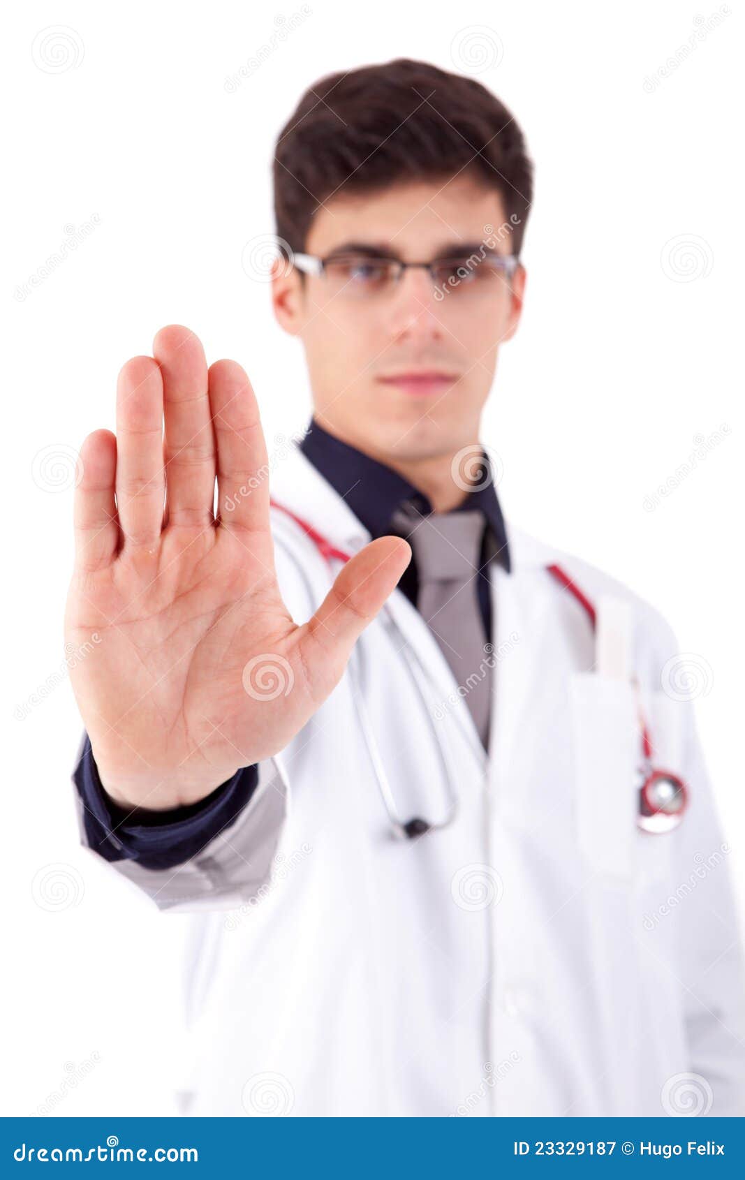 Young Medic Making Stop Sign Stock Image - Image of caucasian, clinic ...