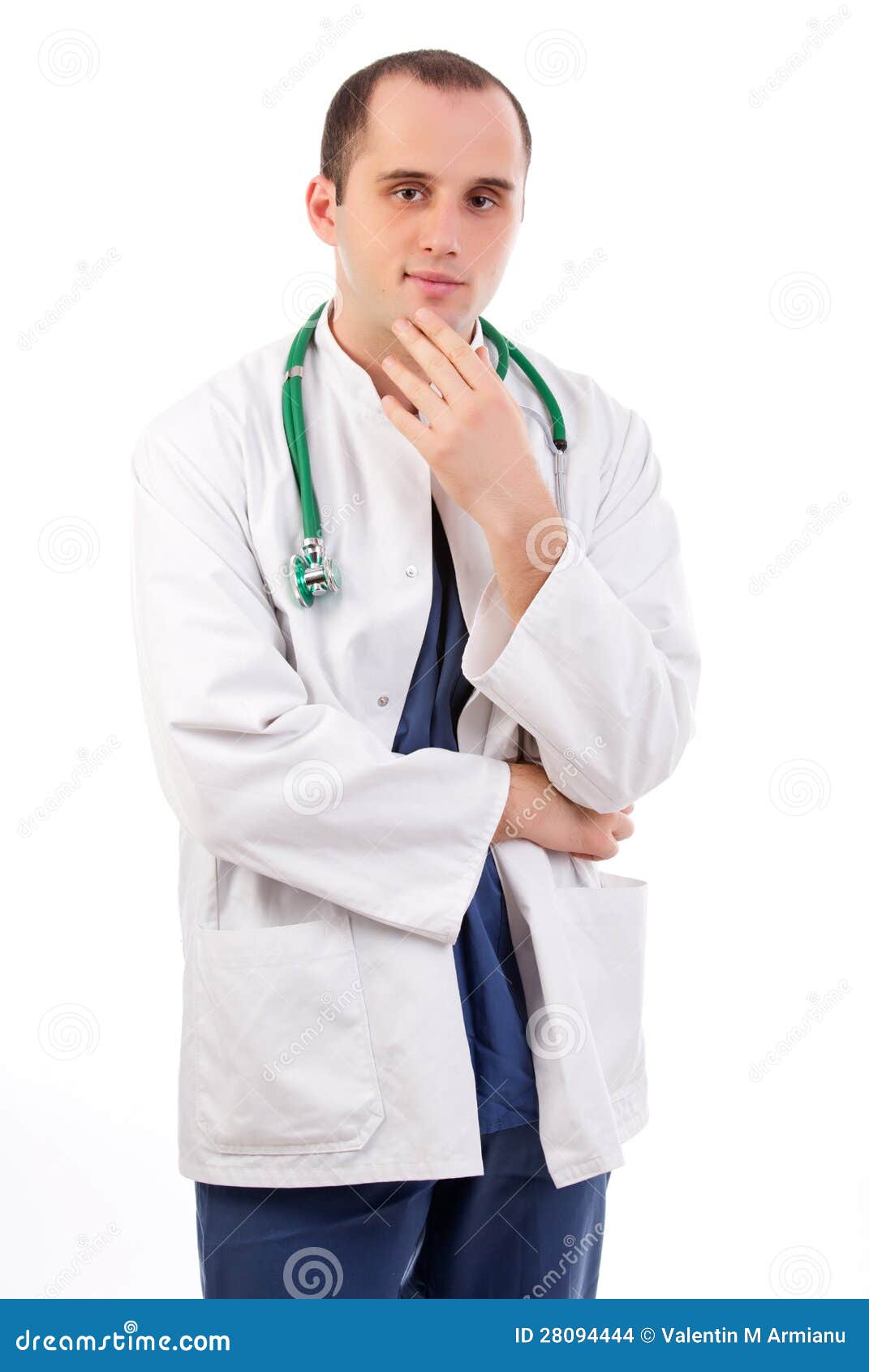 Young Medical Doctor Thinking Stock Photo - Image of white, isolated ...