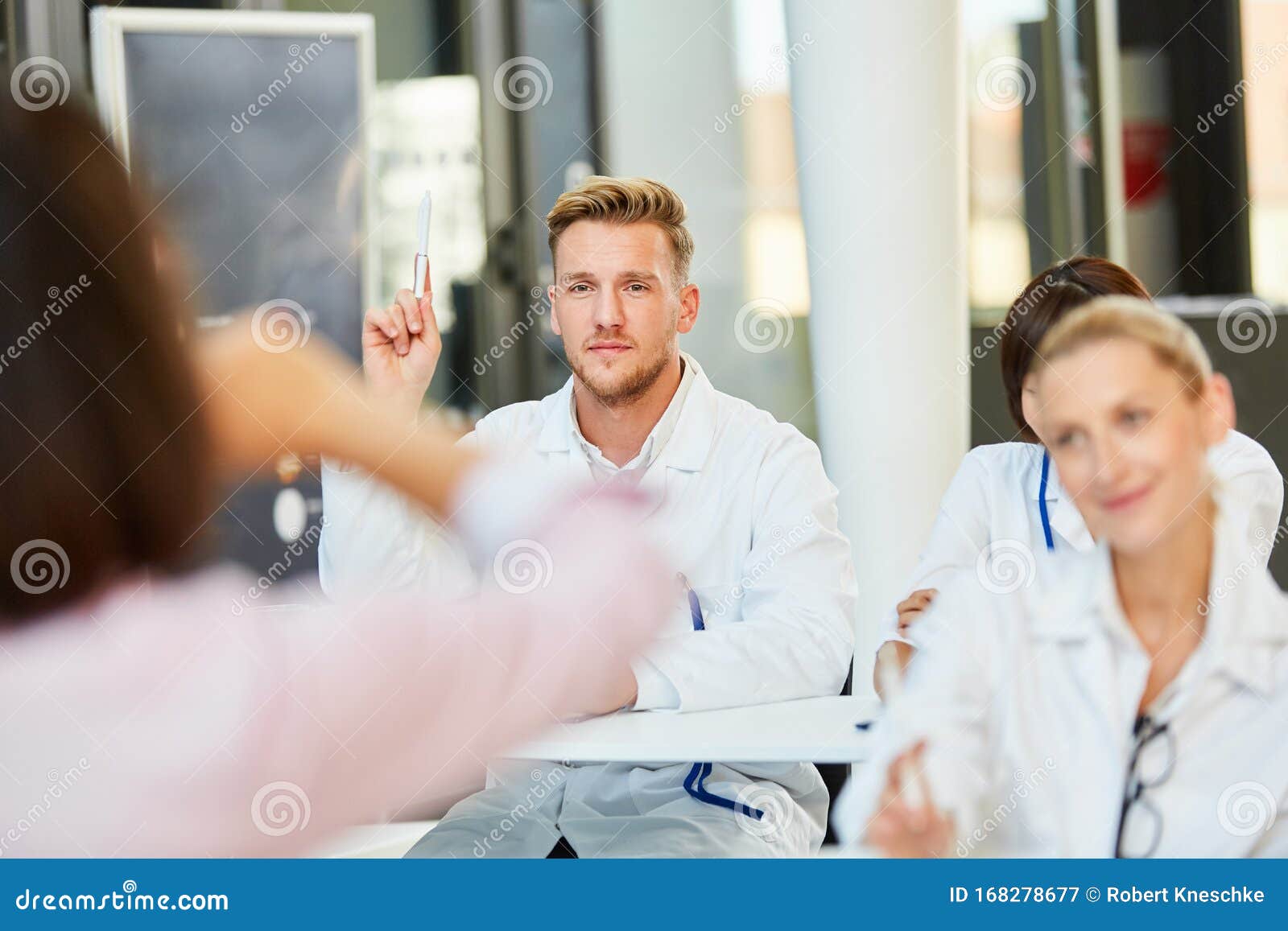 Young Medicine Student Answers a Question Stock Image - Image of nurse ...