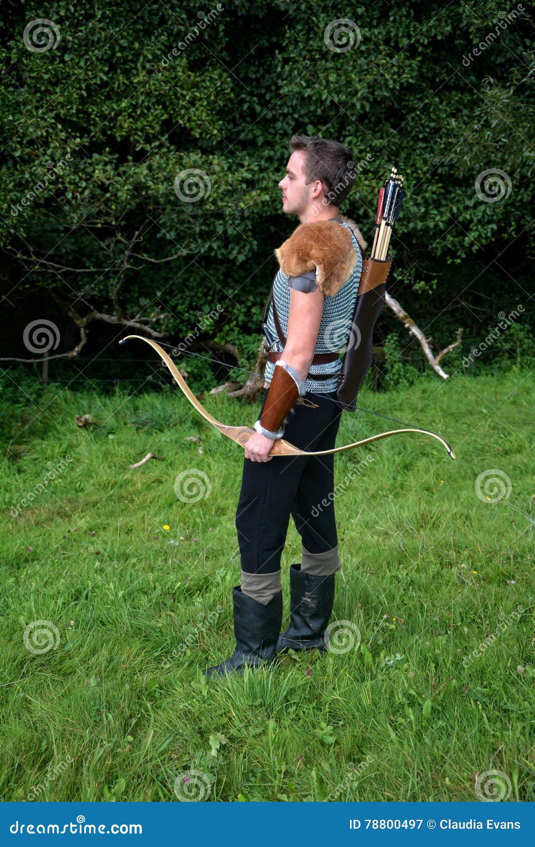 Young Medieval Archer with Chain Shirt, Bow and Arrow Stock Image ...