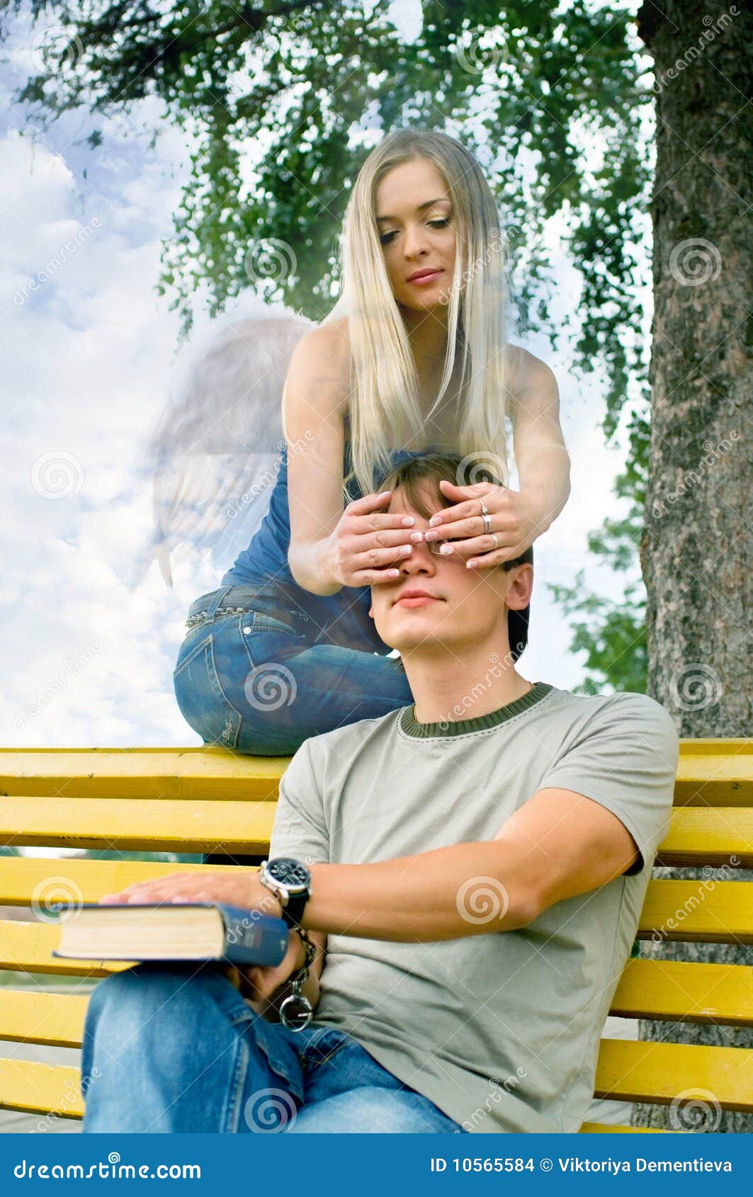 Young men and angel stock photo. Image of book, read - 10565584