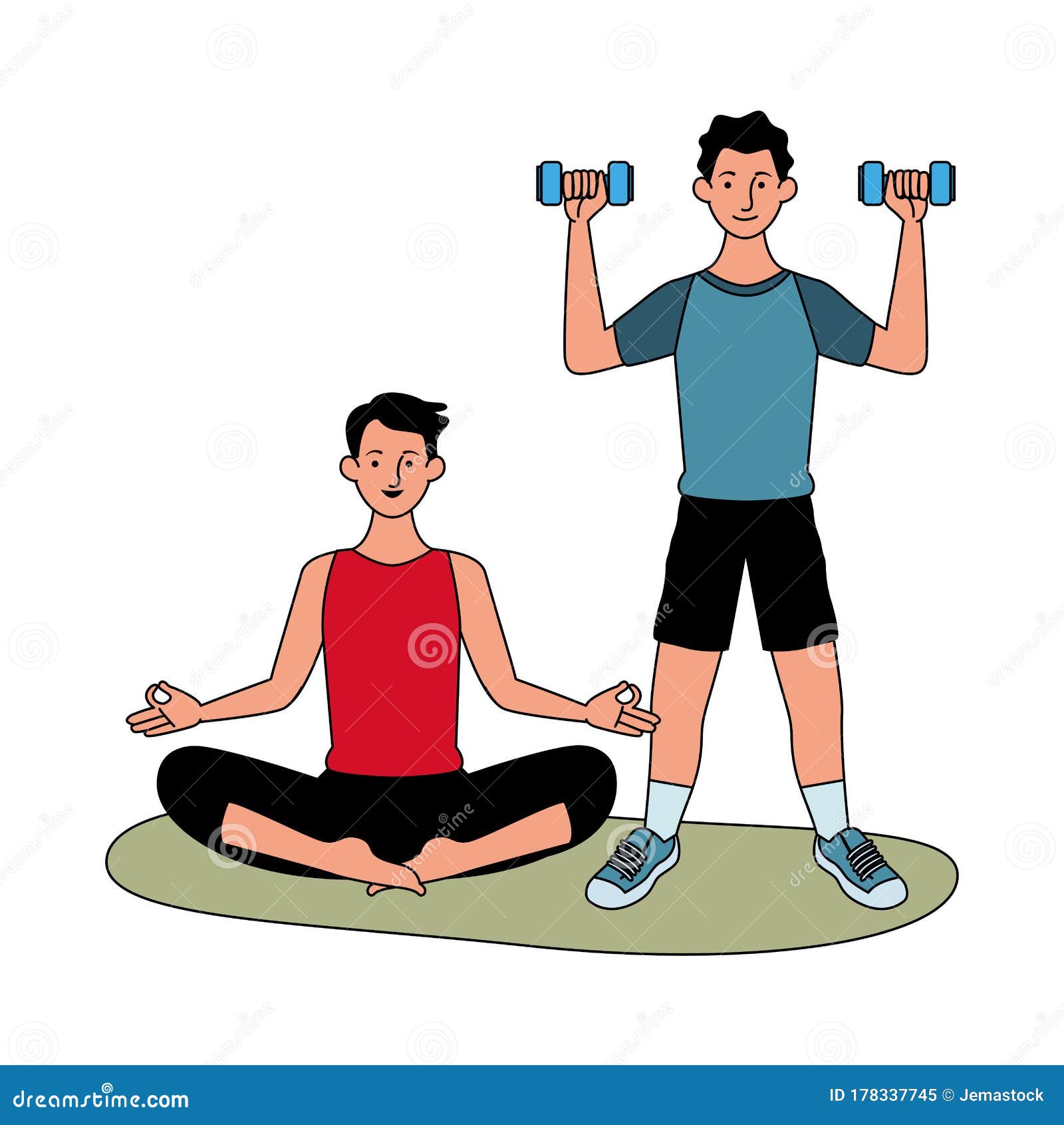 Young Men Athletes Practicing Exercise Characters Stock Vector ...