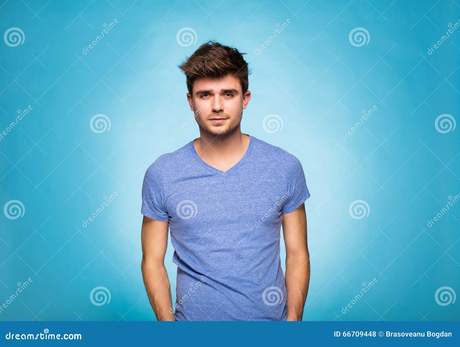 Young Men on Blue Background Stock Photo - Image of background, people ...