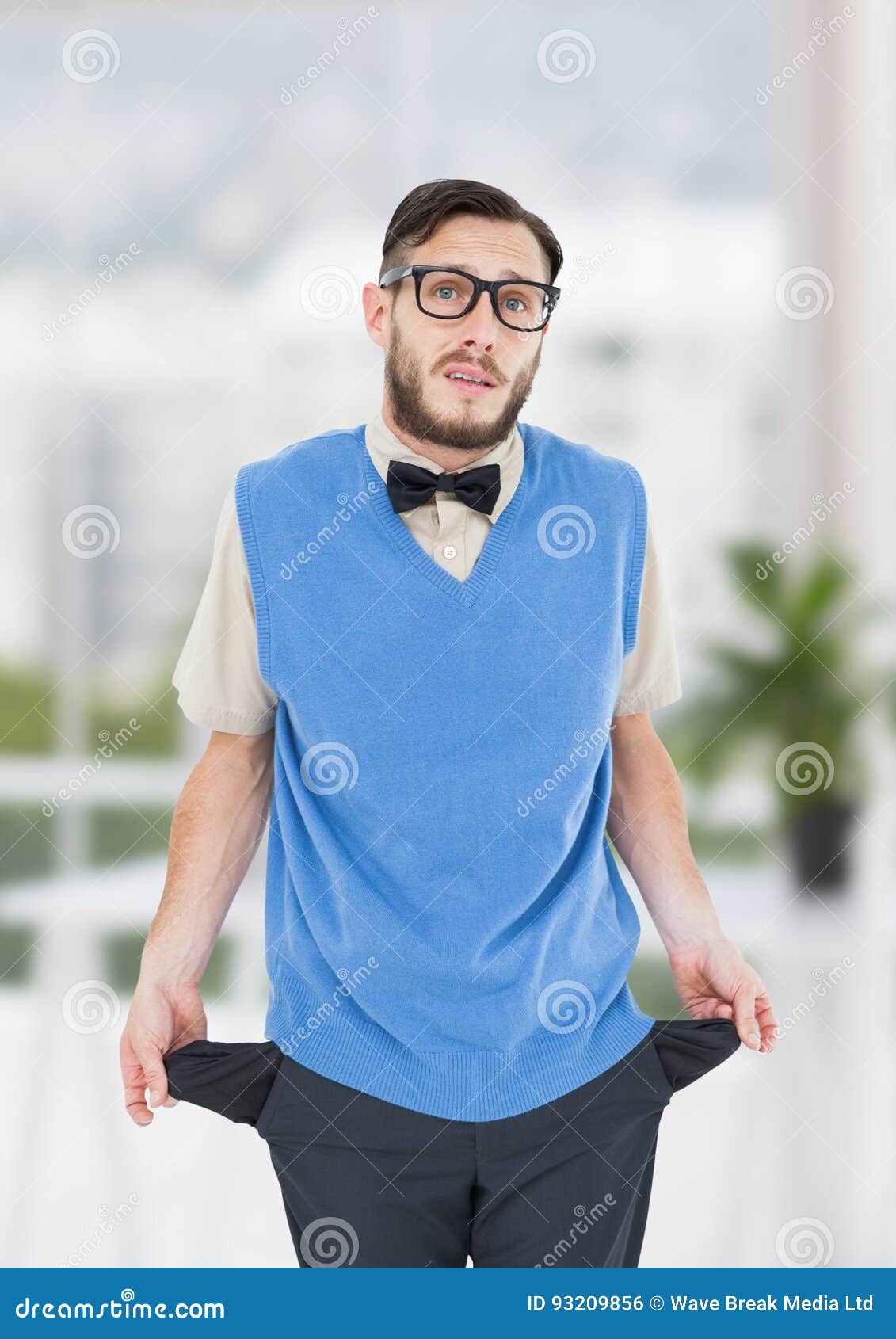 Young Men with Bow Tie and Swuit Coat with Empty Pockets. in the Office ...