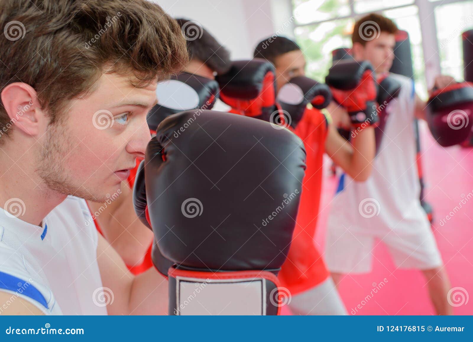 Young men in boxing class stock image. Image of activity - 124176815