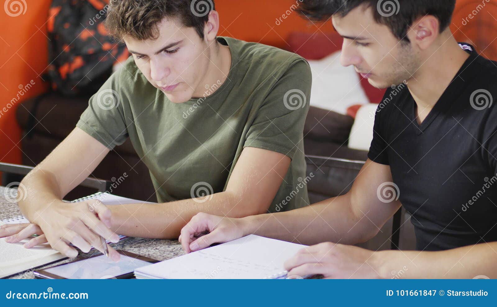 Young Men Busy with Studies Stock Image - Image of information ...