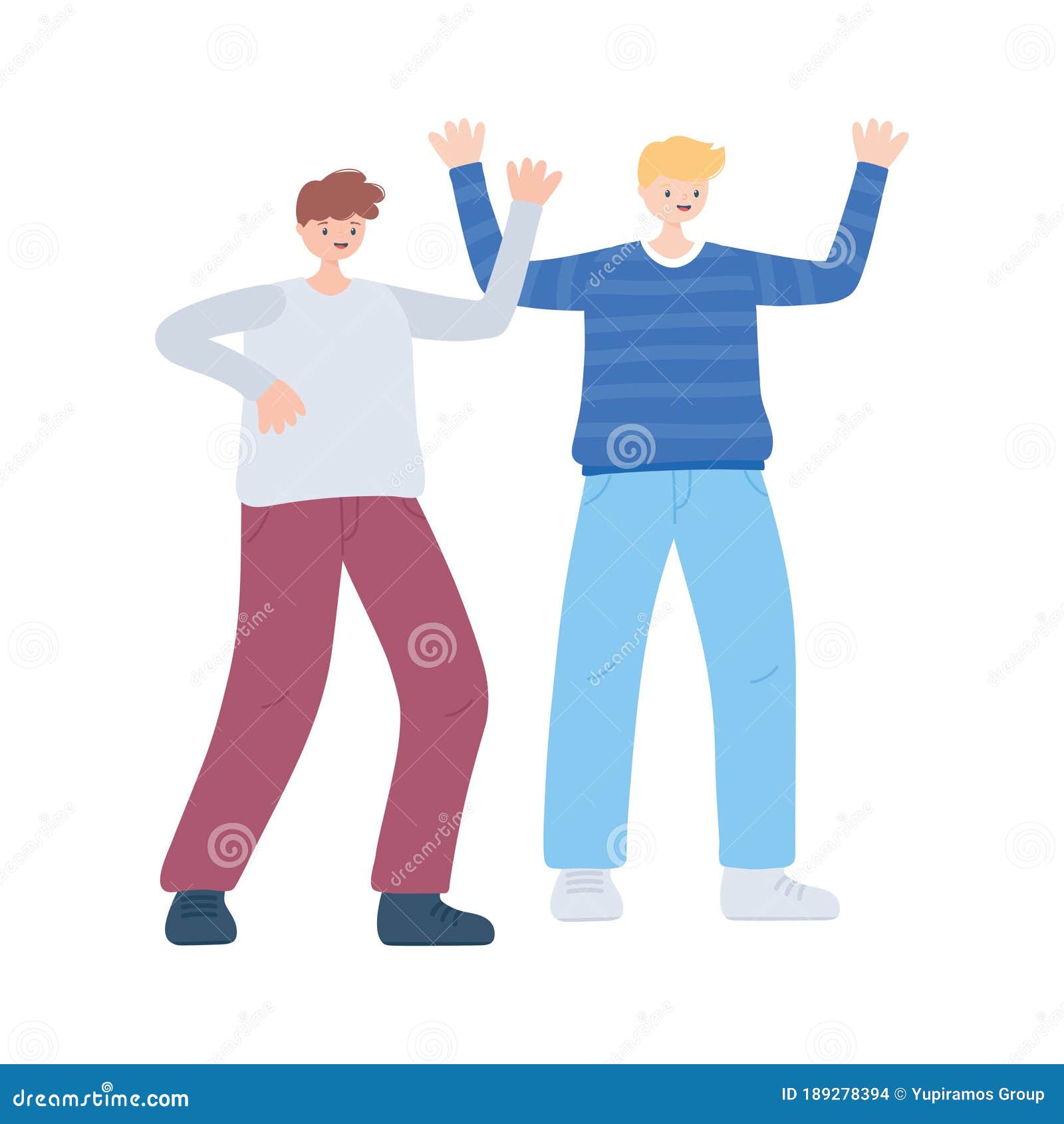 Young Men Cartoon Characters Celebrating Design Stock Vector ...