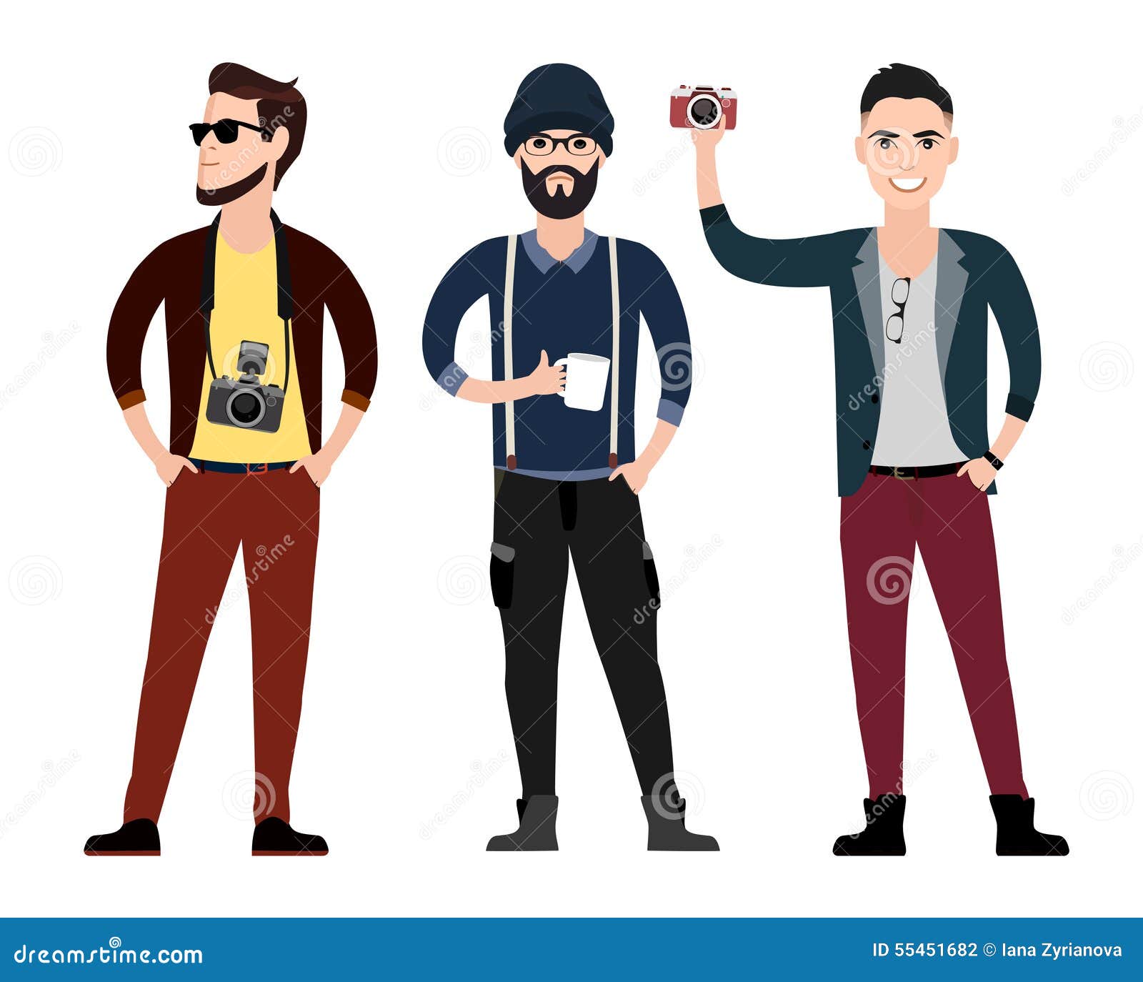 Young Men Character Flat Set in Different Poses Stock Vector ...