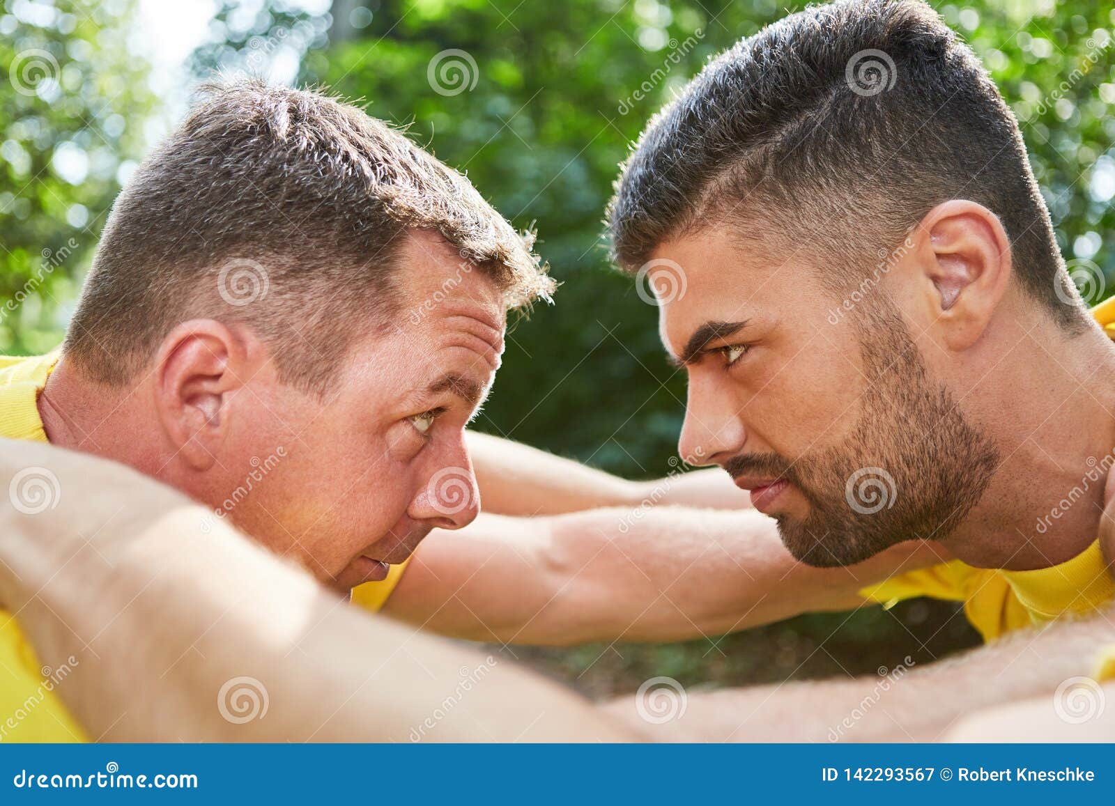 Young Men in Competition and Confrontation Stock Image - Image of ...