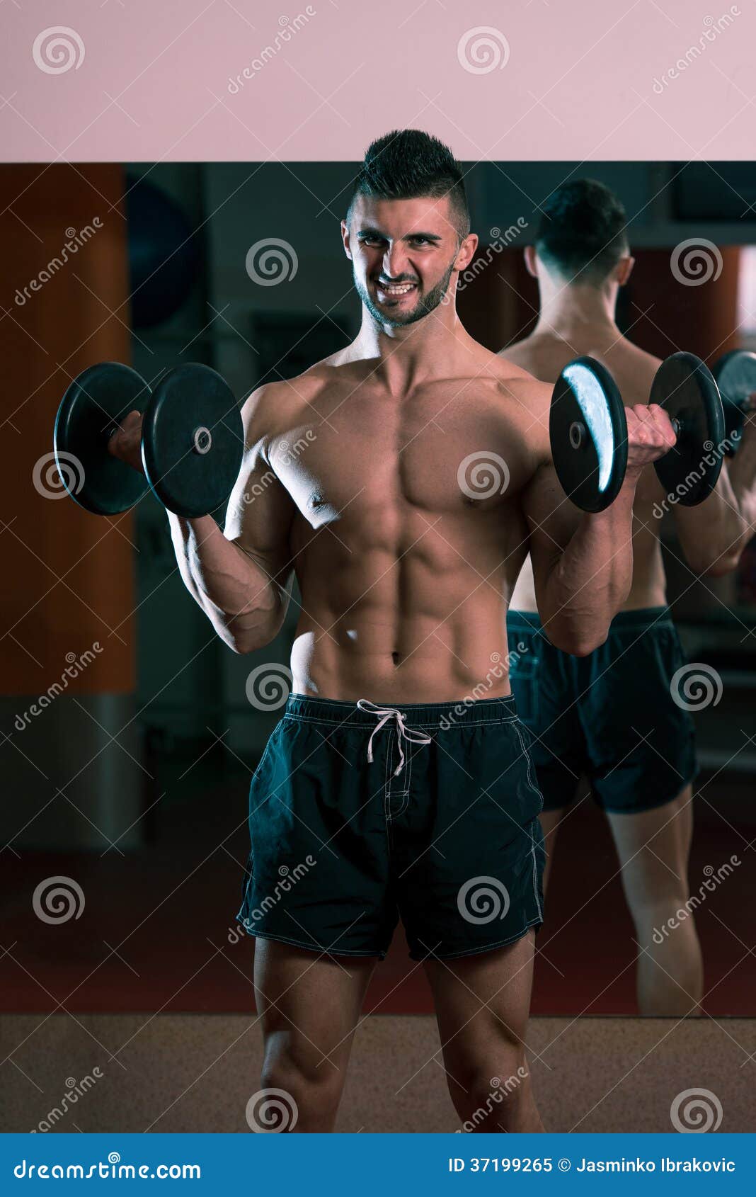 Young Men Doing Exercise for Biceps Stock Image - Image of body, biceps ...
