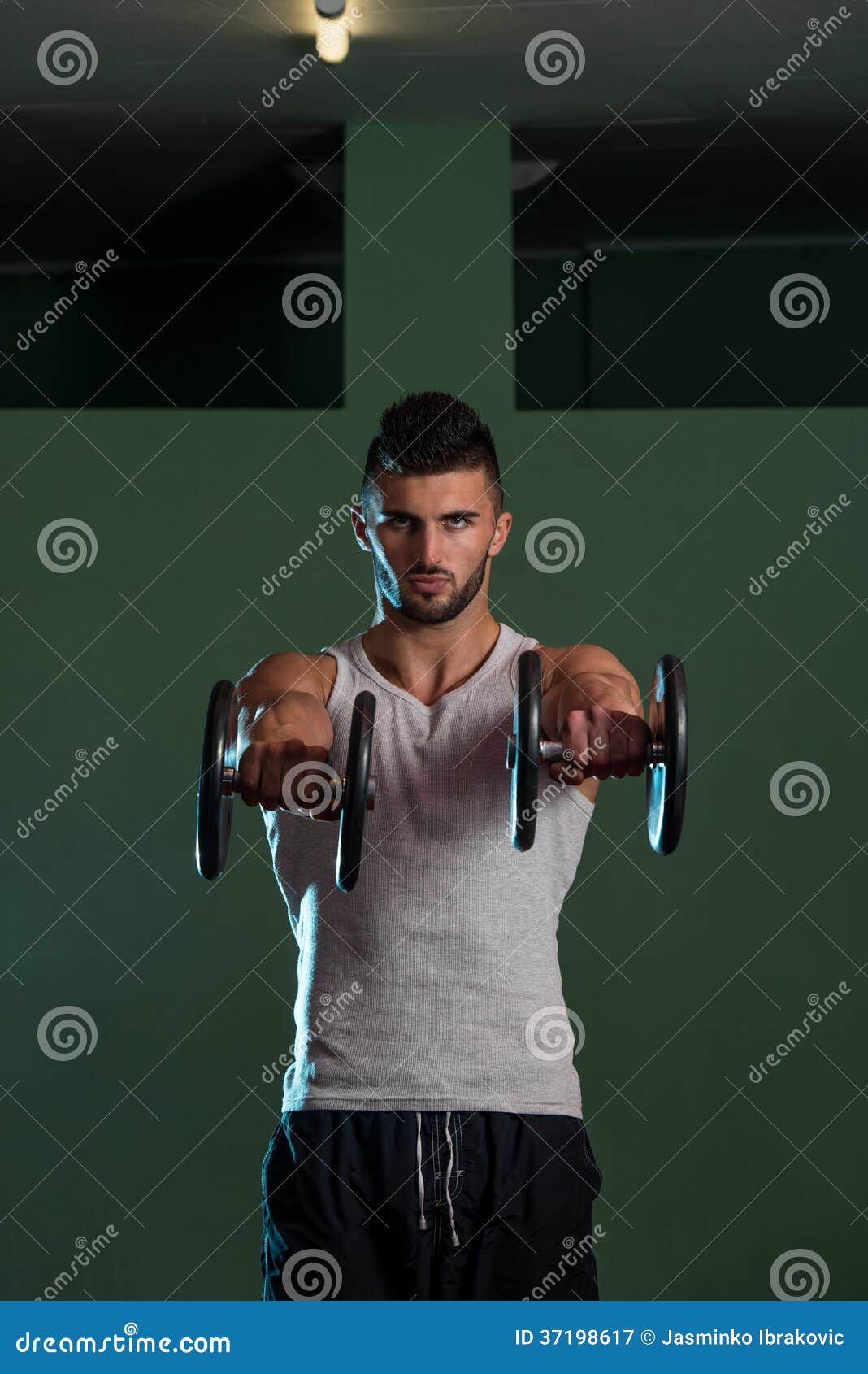 Young Men Doing Exercise for Shoulder Stock Image - Image of muscle ...