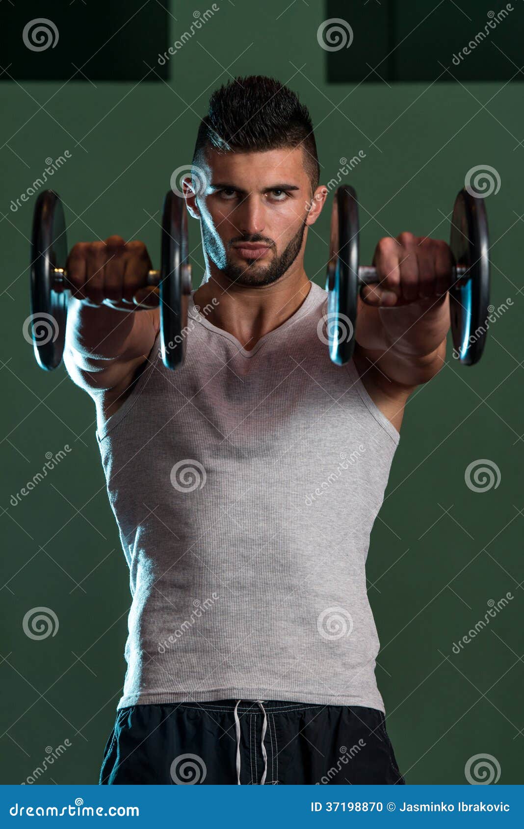 Young Men Doing Exercise for Shoulder Stock Photo - Image of athletic ...