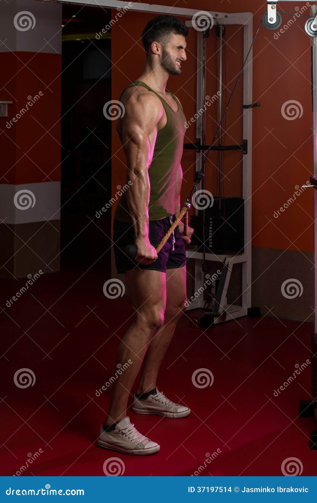 Young Men Doing Exercise for Triceps Stock Photo - Image of ...