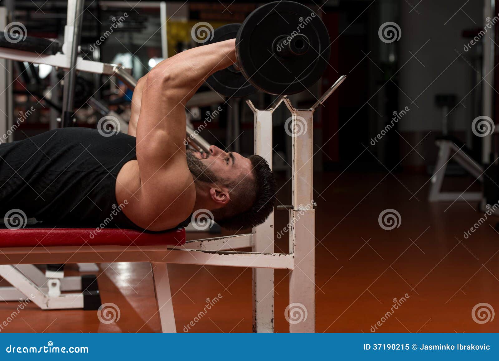 Young Men Doing Exercise for Triceps Stock Image - Image of lifting ...