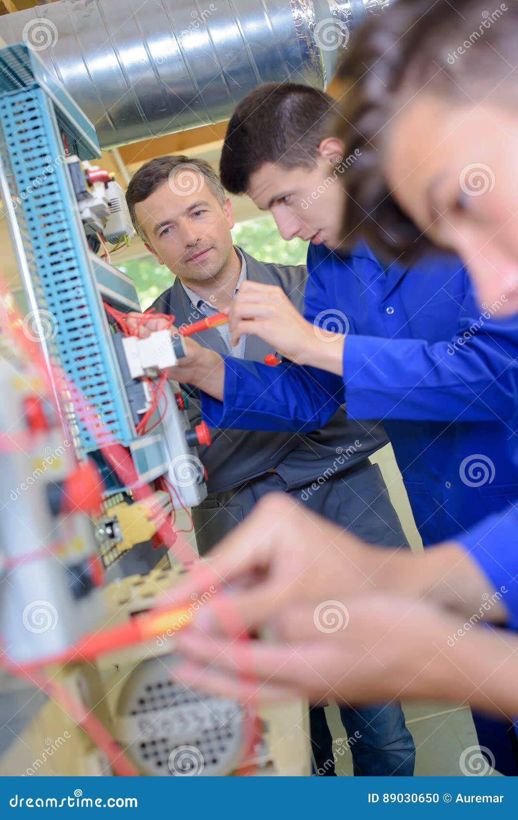 Young Men Doing Work on Panel Board Stock Photo - Image of teach ...