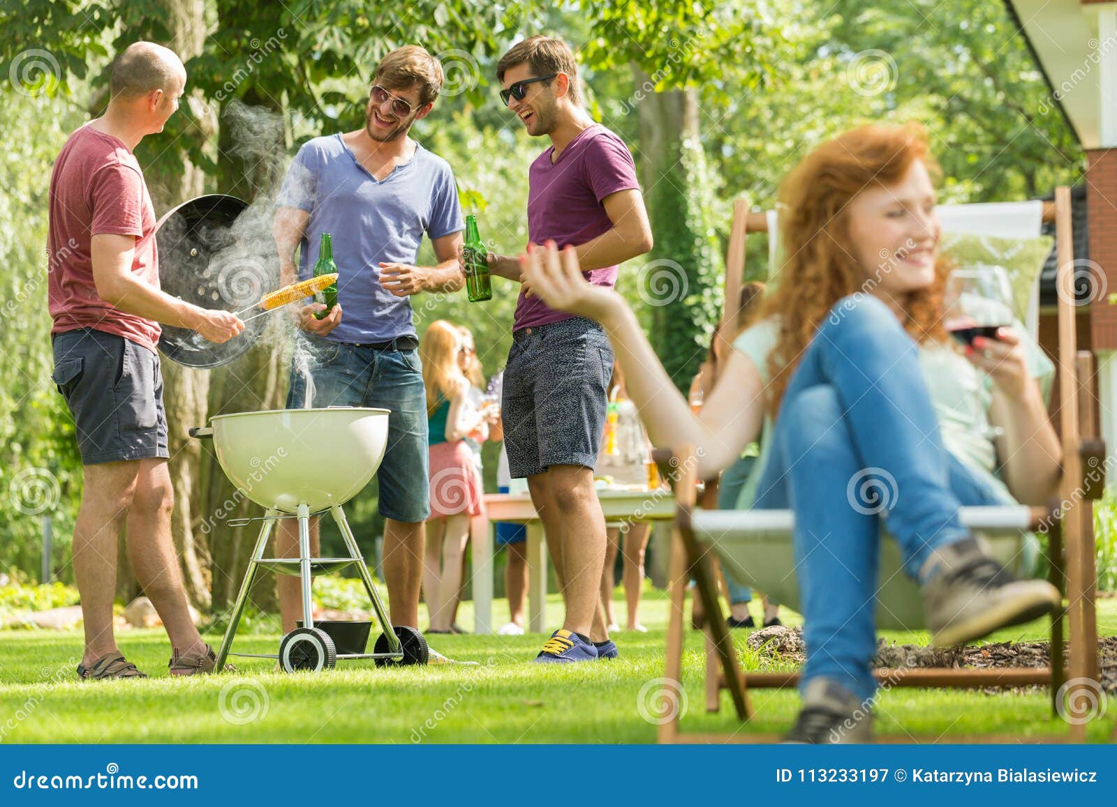 Young men grilling stock image. Image of eating, healthy - 113233197