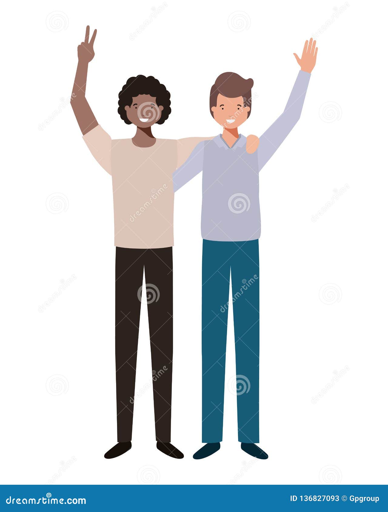 Young Men with Hands Up Avatar Character Stock Vector - Illustration of ...