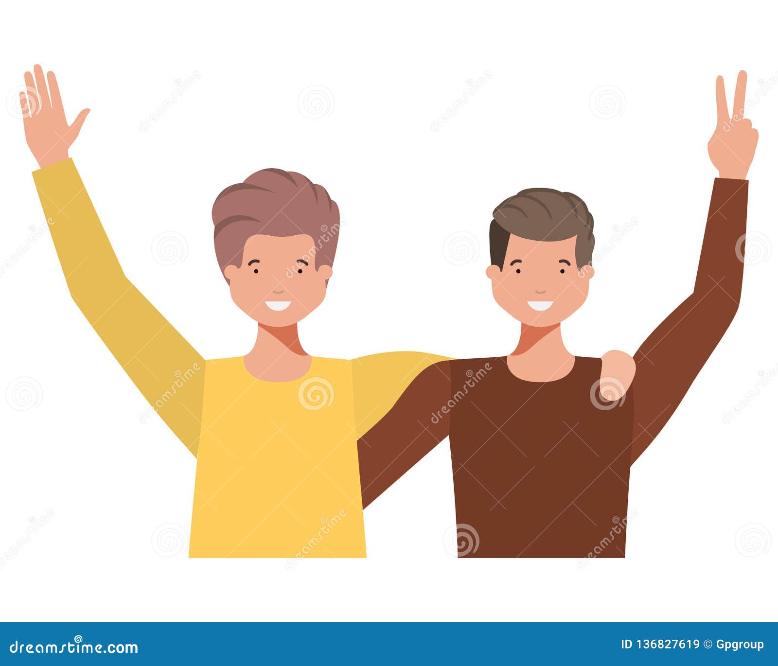 Young Men with Hands Up Avatar Character Stock Vector - Illustration of ...