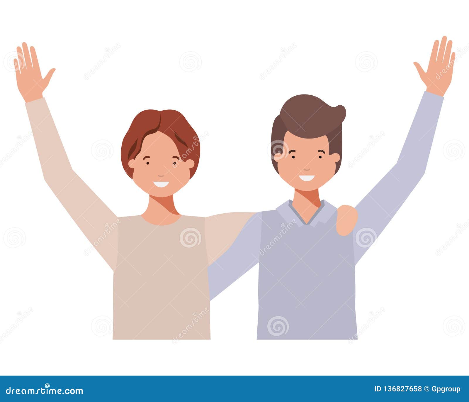 Young Men with Hands Up Avatar Character Stock Vector - Illustration of ...