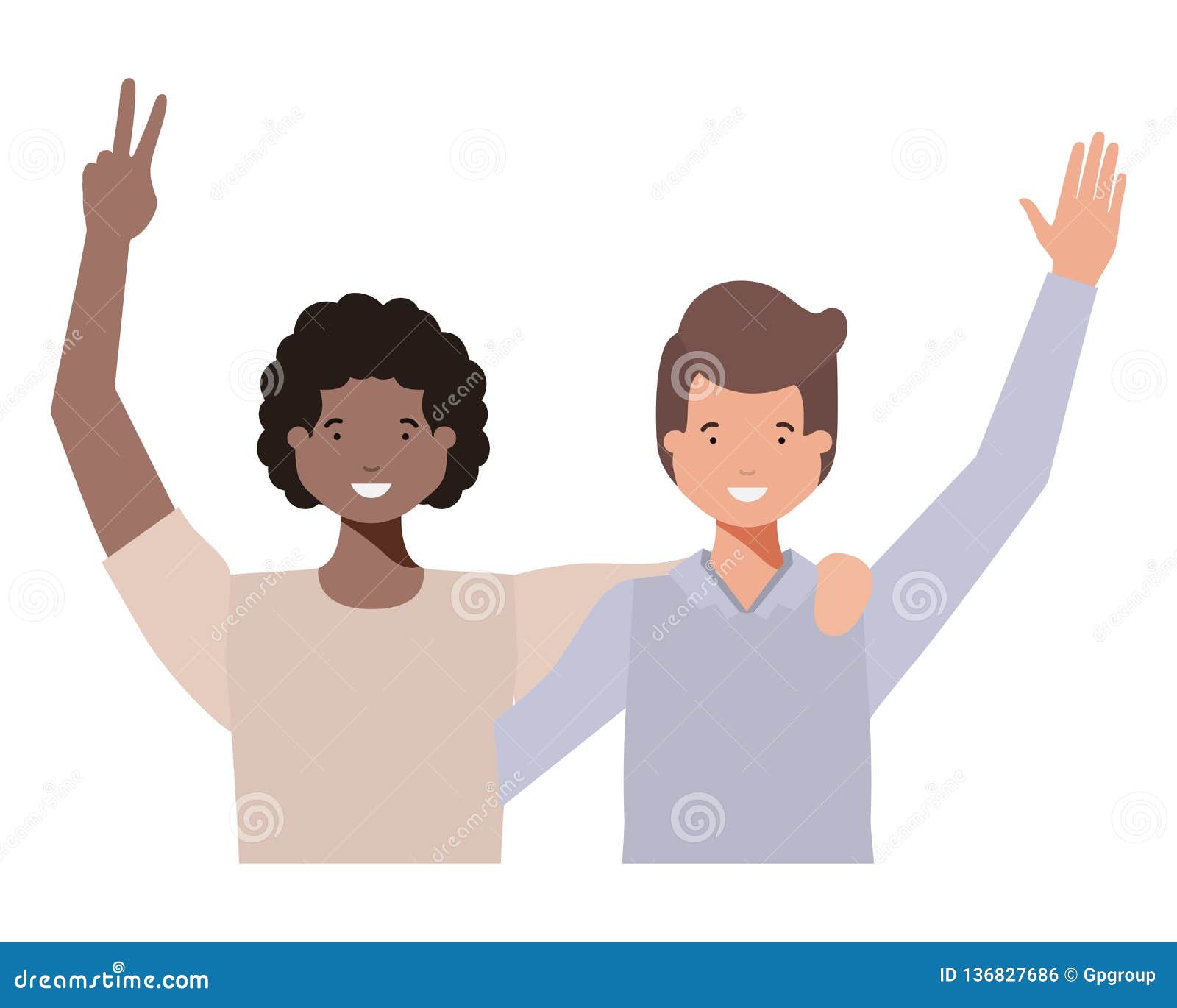 Young Men with Hands Up Avatar Character Stock Vector - Illustration of ...