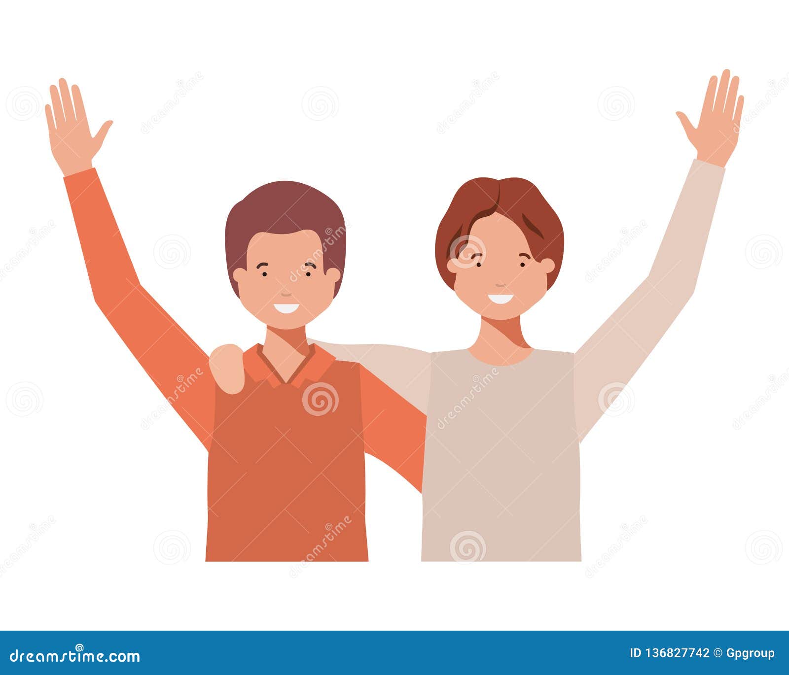 Young Men with Hands Up Avatar Character Stock Vector - Illustration of ...