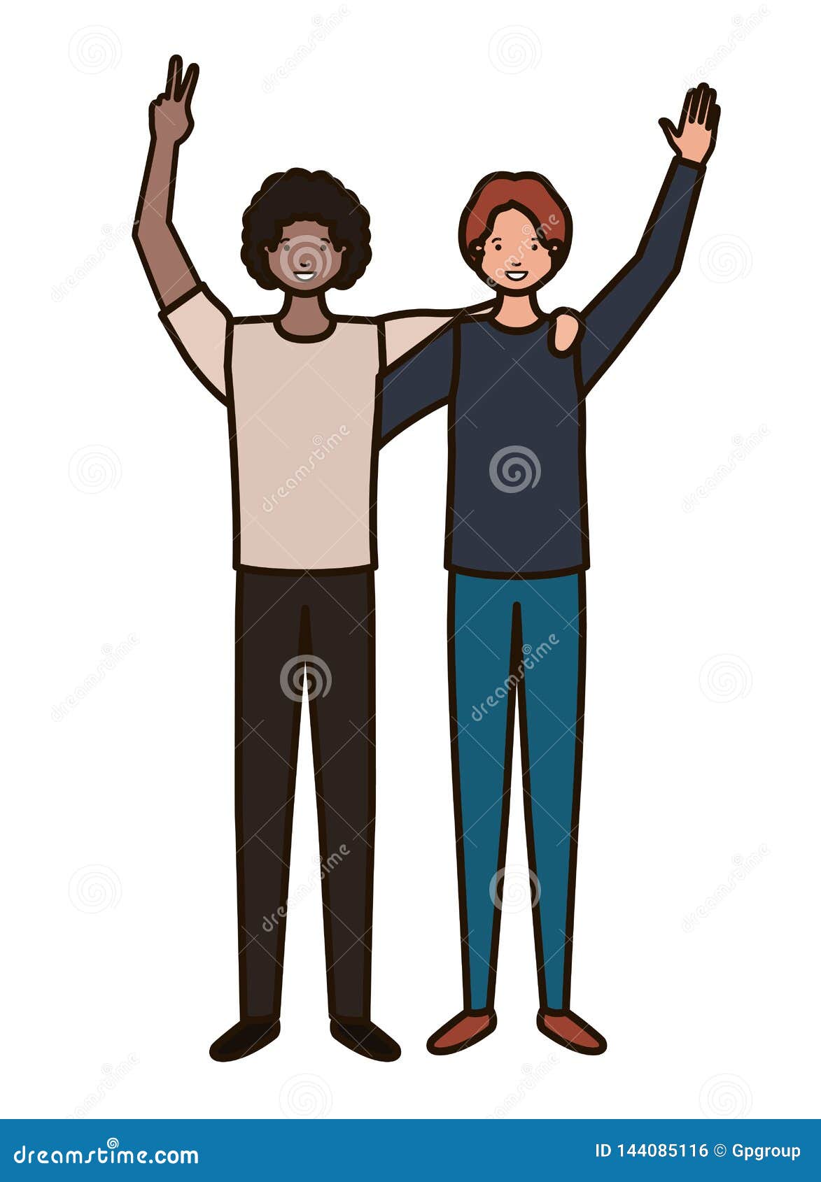 Young Men with Hands Up Avatar Character Stock Vector - Illustration of ...