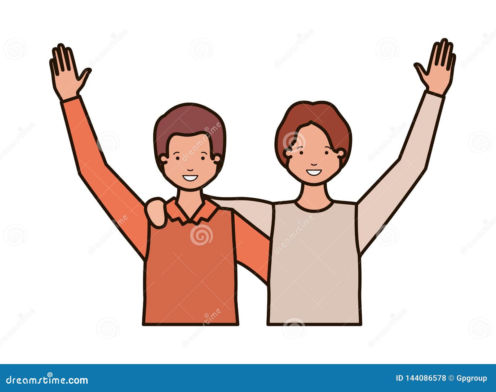 Young Men with Hands Up Avatar Character Stock Vector - Illustration of ...