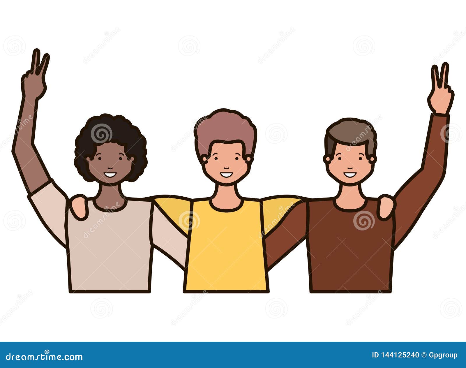 Young Men with Hands Up Avatar Character Stock Vector - Illustration of ...
