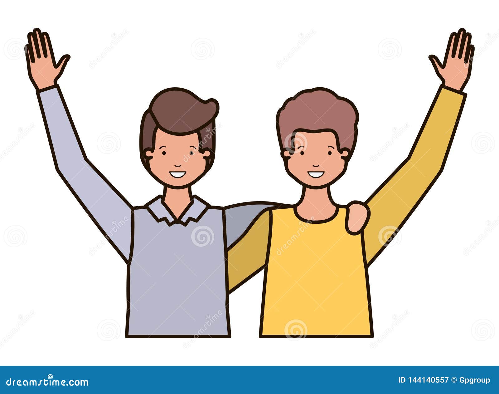 Young Men with Hands Up Avatar Character Stock Vector - Illustration of ...
