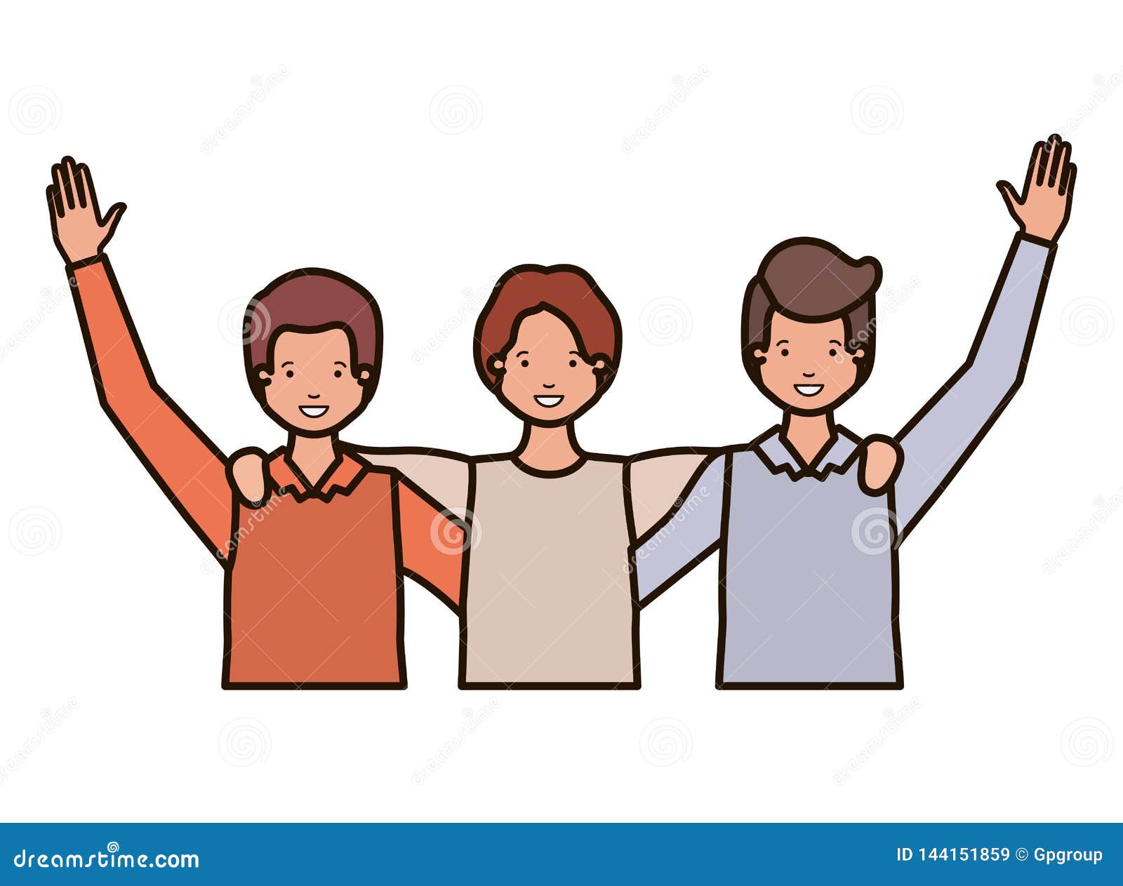 Young Men with Hands Up Avatar Character Stock Vector - Illustration of ...