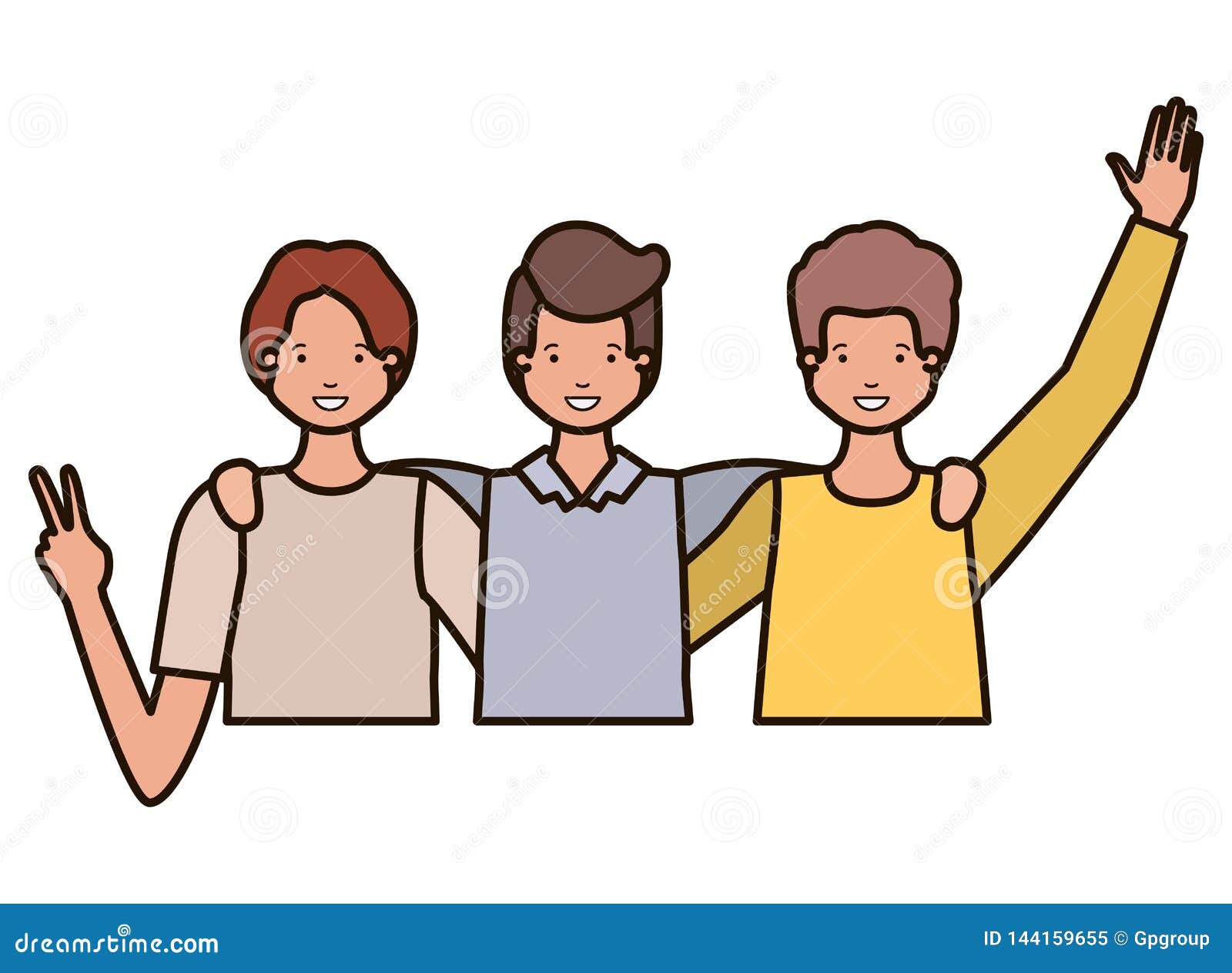 Young Men with Hands Up Avatar Character Stock Vector - Illustration of ...