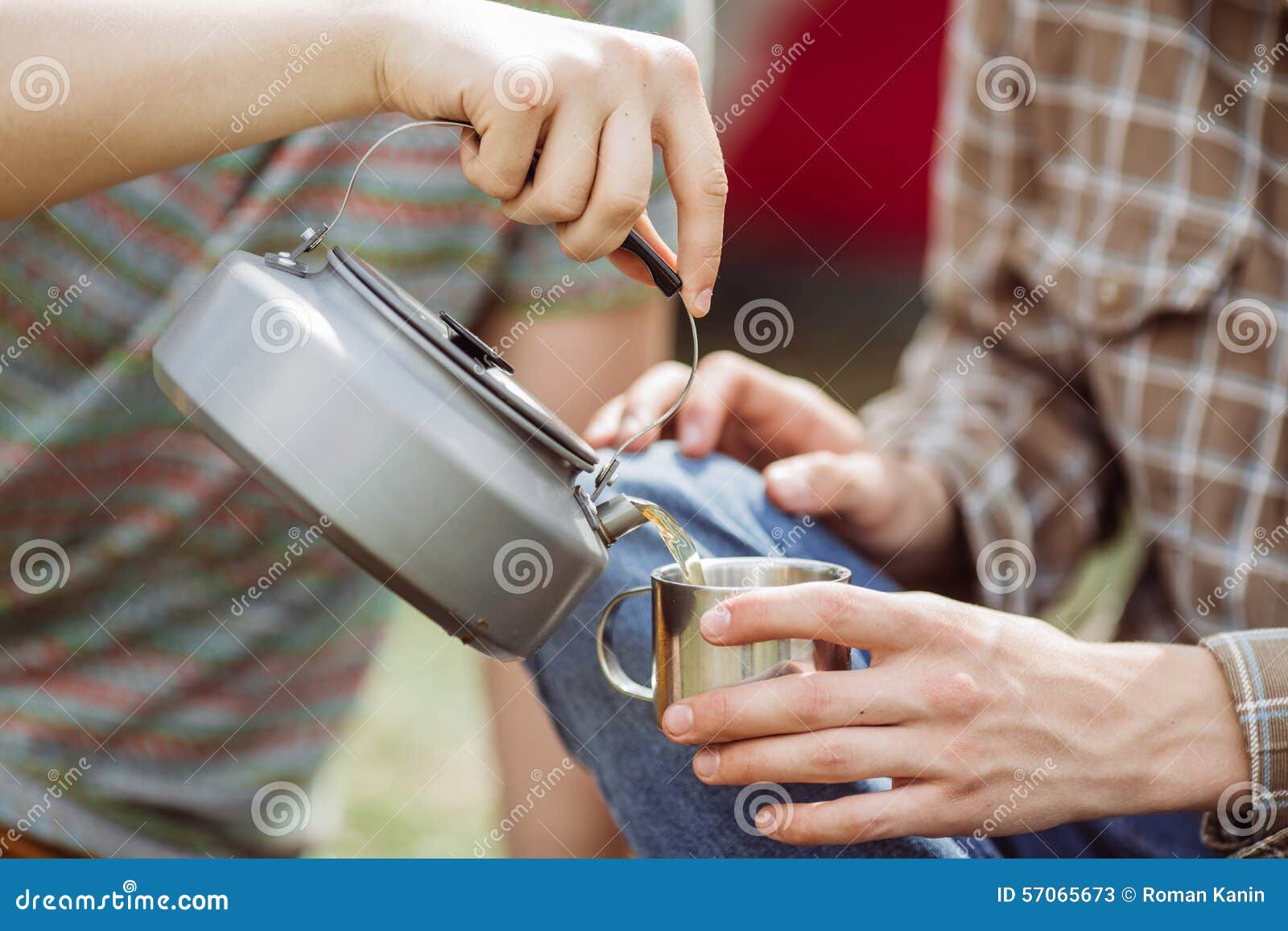Young Men are Heated and Cook Out on a Summer Camp Stock Image - Image ...