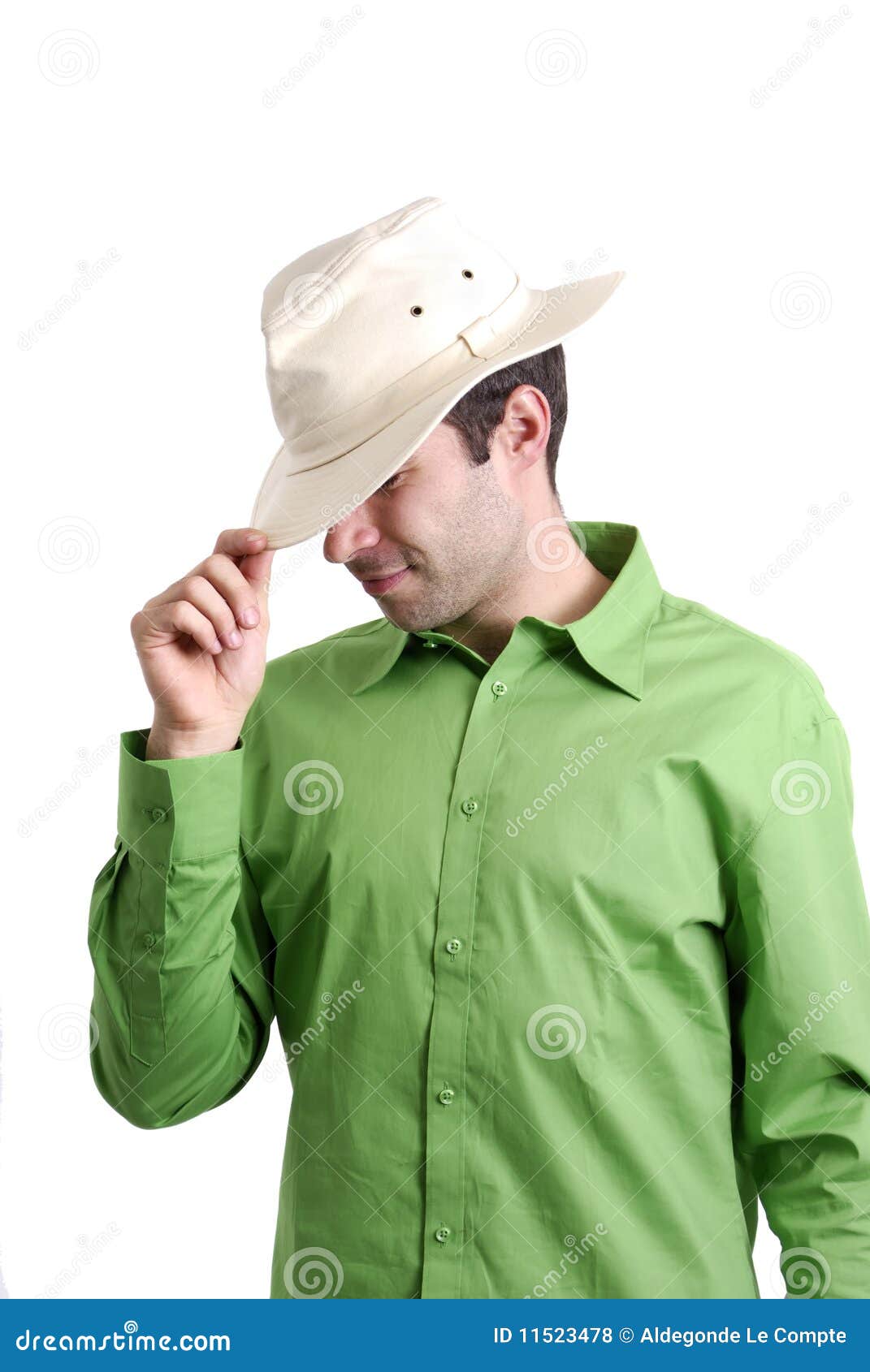 Young Men Hiding Behind His Hat Stock Photo - Image of green, male ...