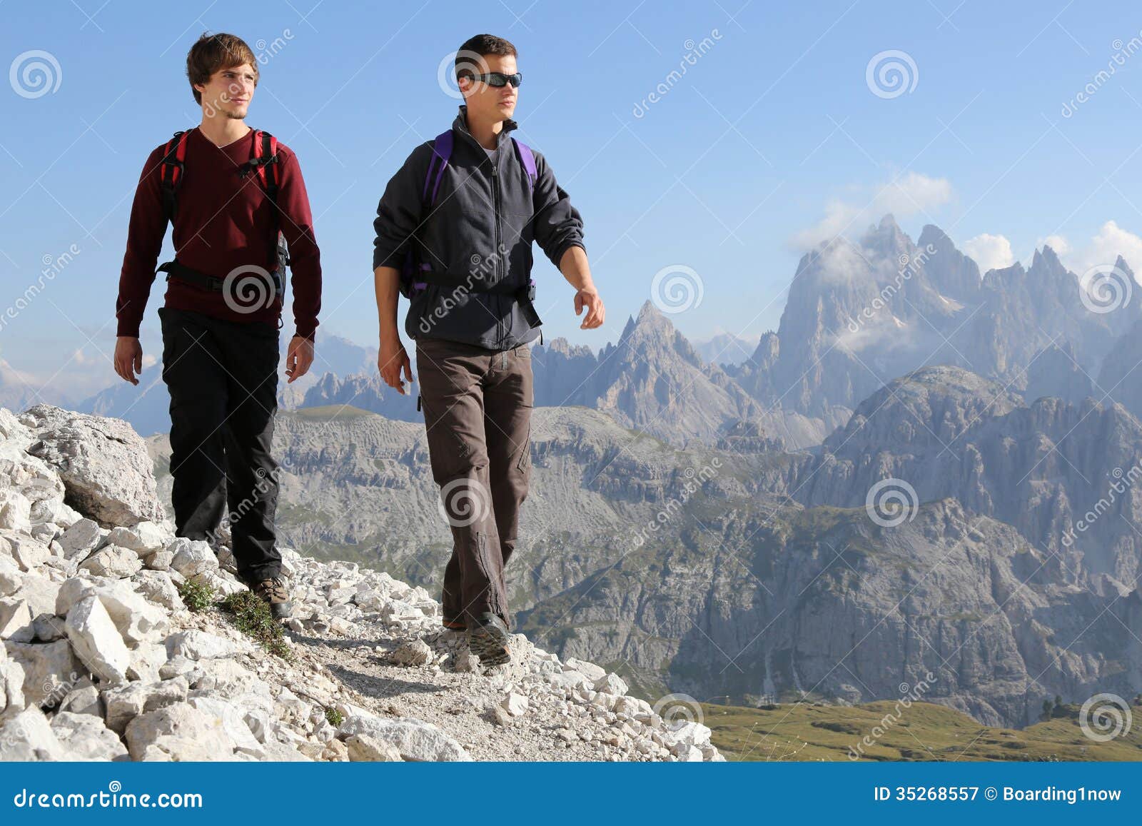 Young Men Hiking in the Mountains Stock Image - Image of hiking ...