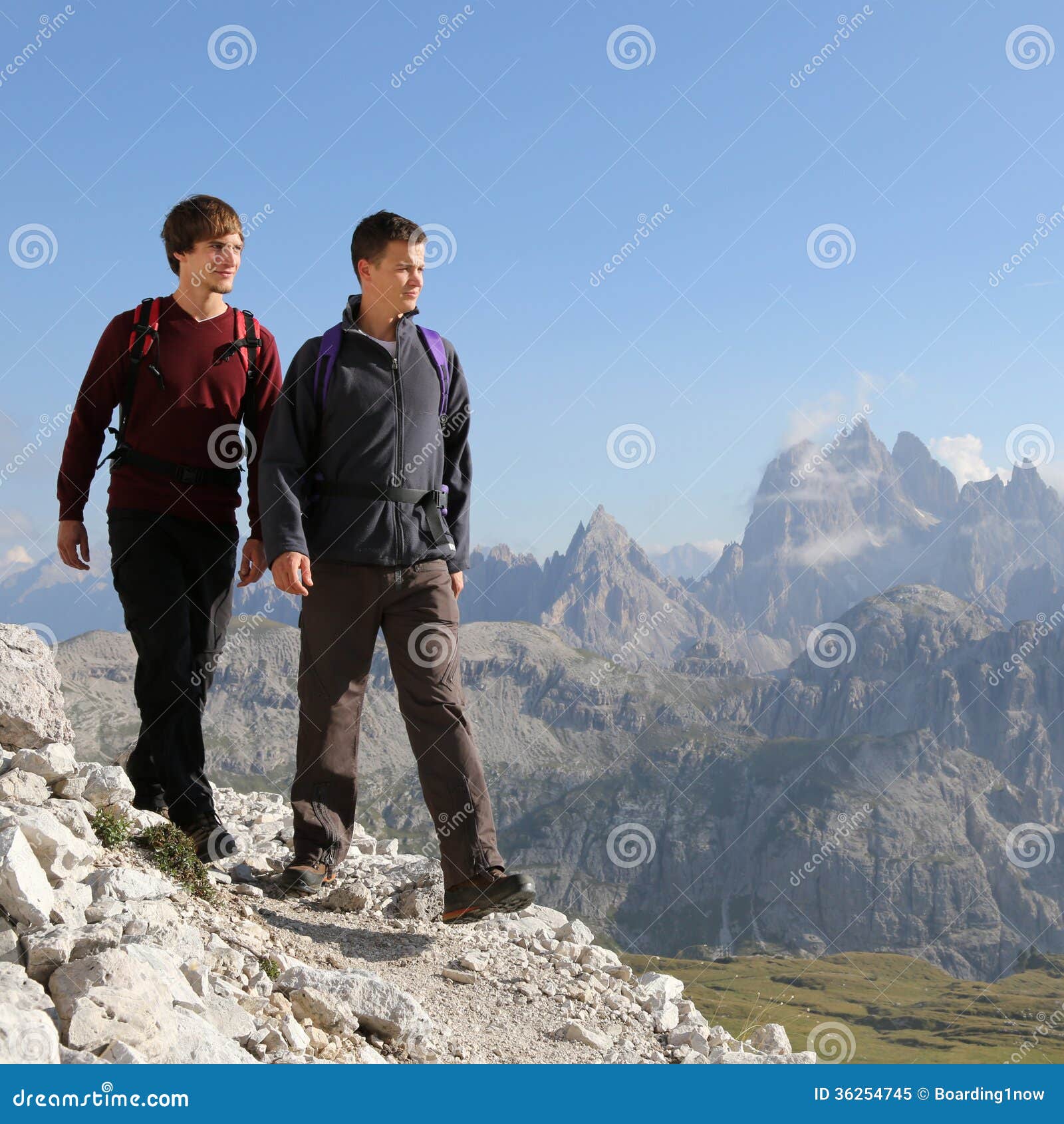 Young Men Hiking in the Mountains Stock Image - Image of italy ...