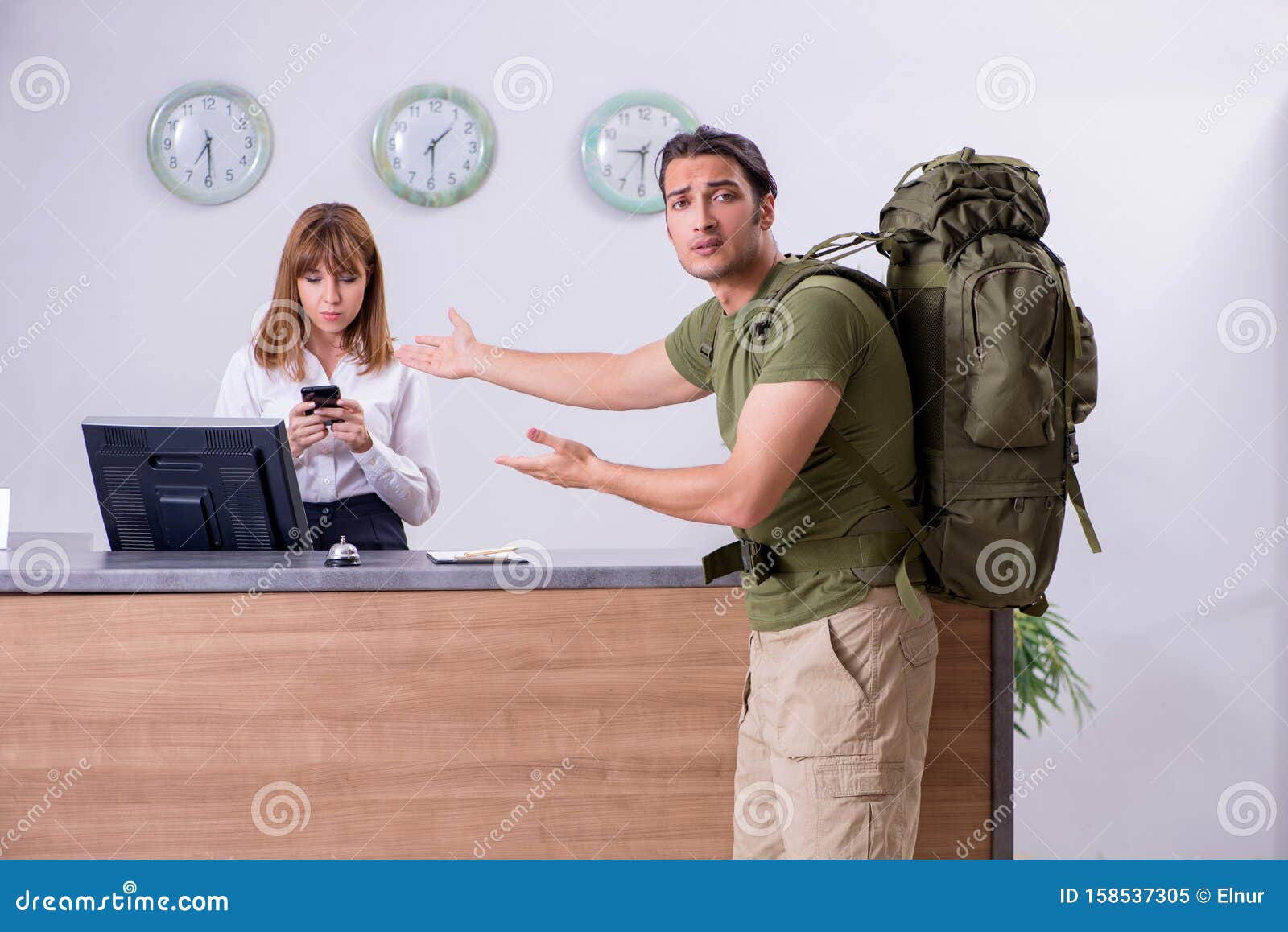 Young Man at the Hotel Reception Stock Image - Image of guest, lounge ...