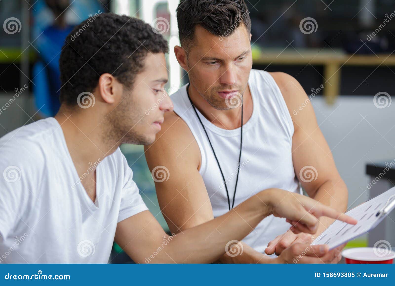 Young Man with Personal Trainer Stock Image - Image of sport, lifestyle ...