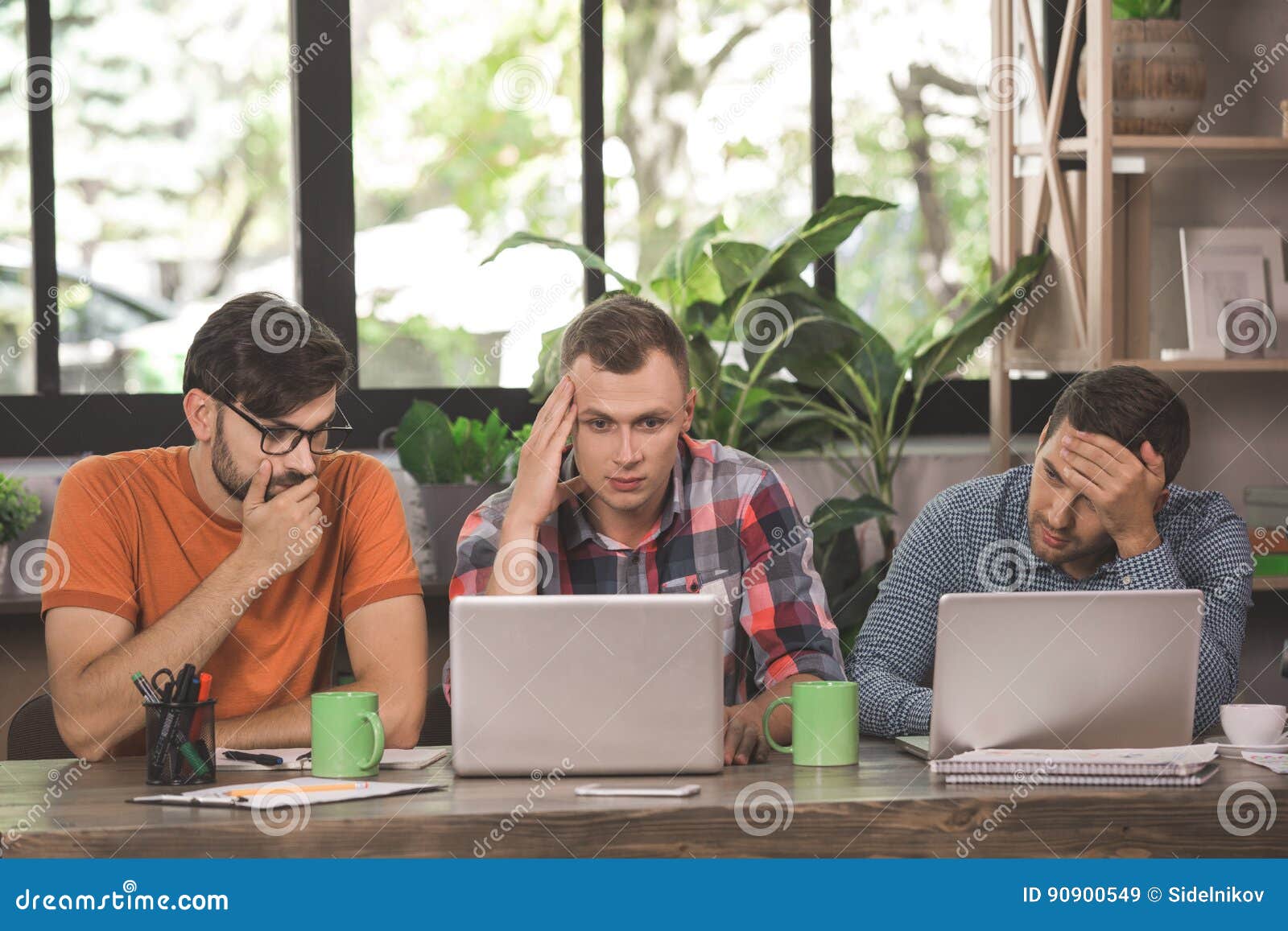 Young Men Programmers Working Together in the Office Stock Image ...