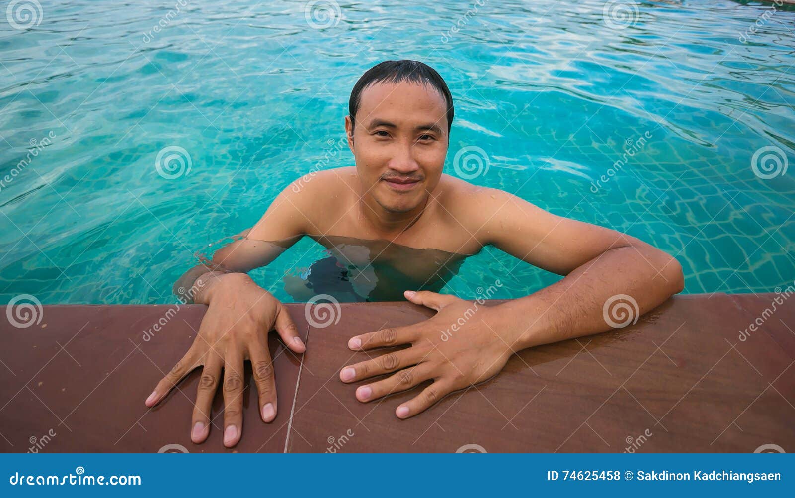 Young Men Relaxing in a Waterpool Stock Photo - Image of relax ...