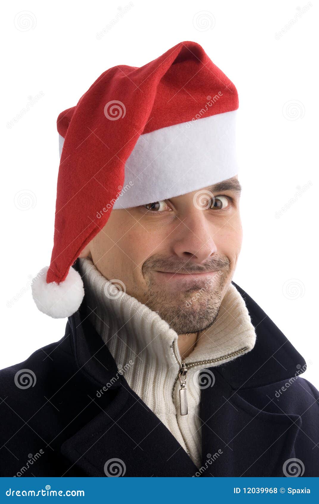 Young men in a santa s hat stock photo. Image of smiling - 12039968