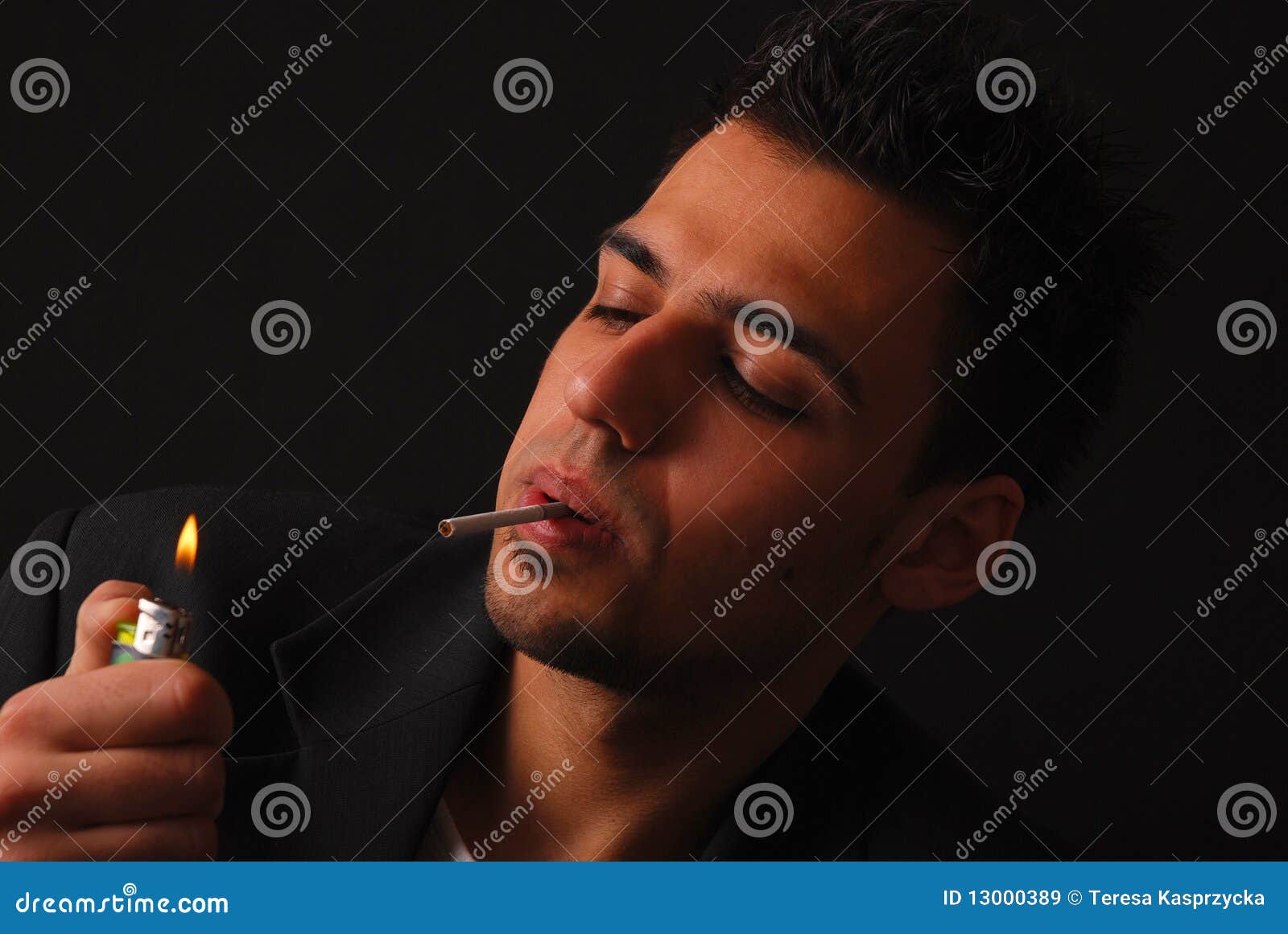 Young Men Smoking Cigarette Stock Image - Image of head, stylish: 13000389