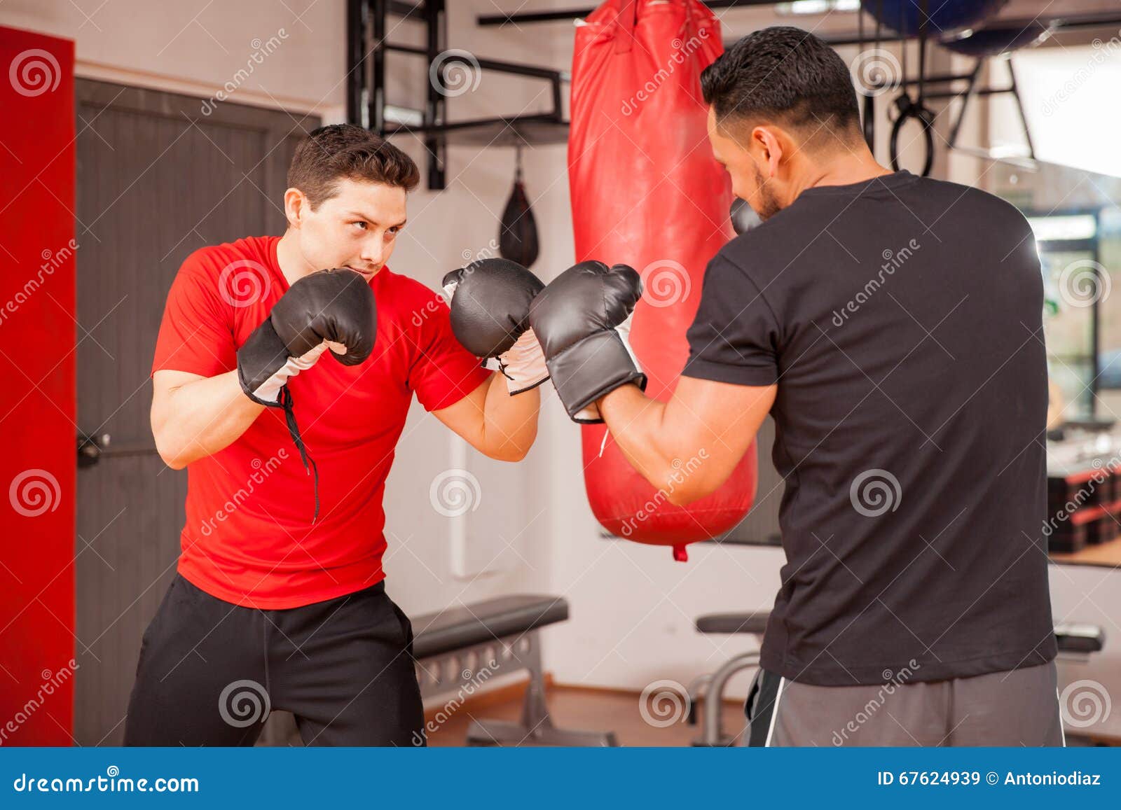 Young Men Sparring in Boxing Room Stock Image - Image of good, exercise ...