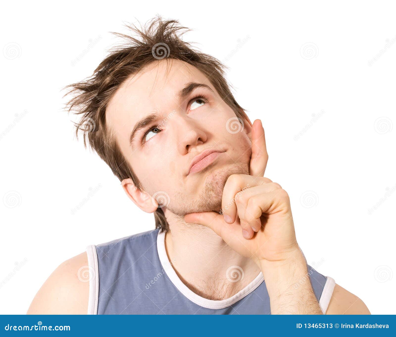 Young men thinking stock image. Image of hands, male - 13465313