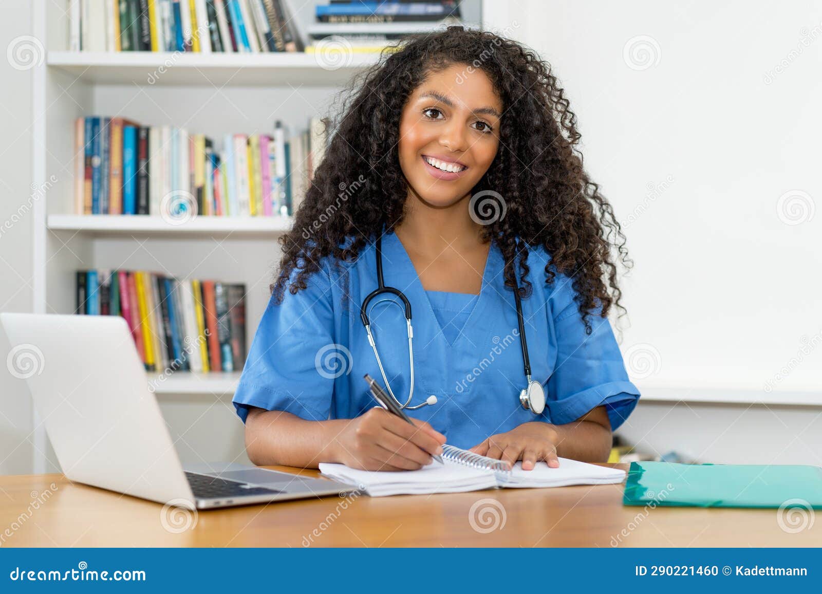 Young Mexican Female Nurse at Work at Office Stock Photo - Image of ...